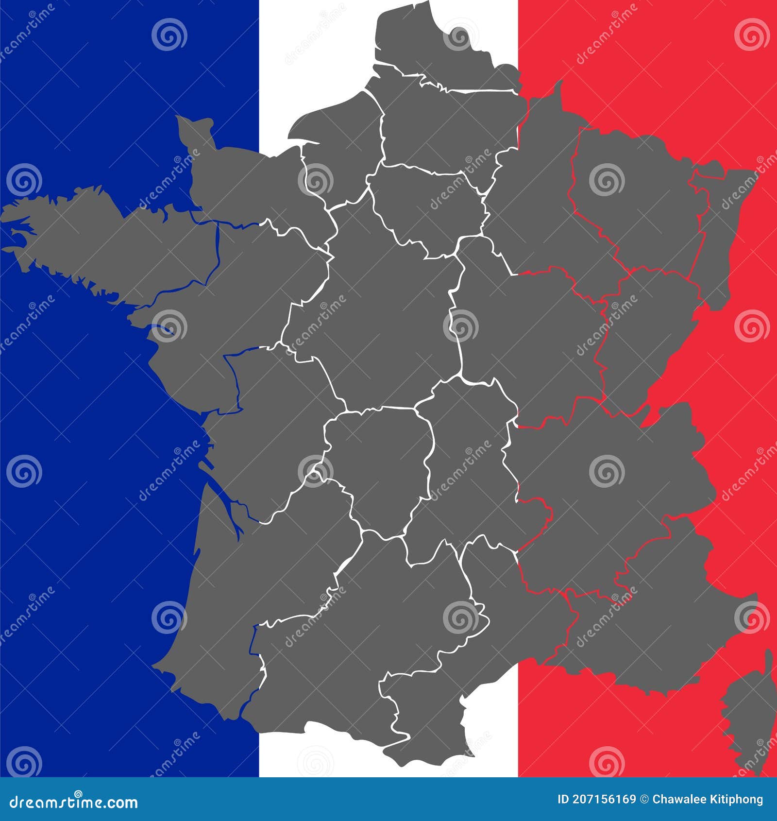 French, Outline Map on Flag Stock Vector - Illustration of edeg ...