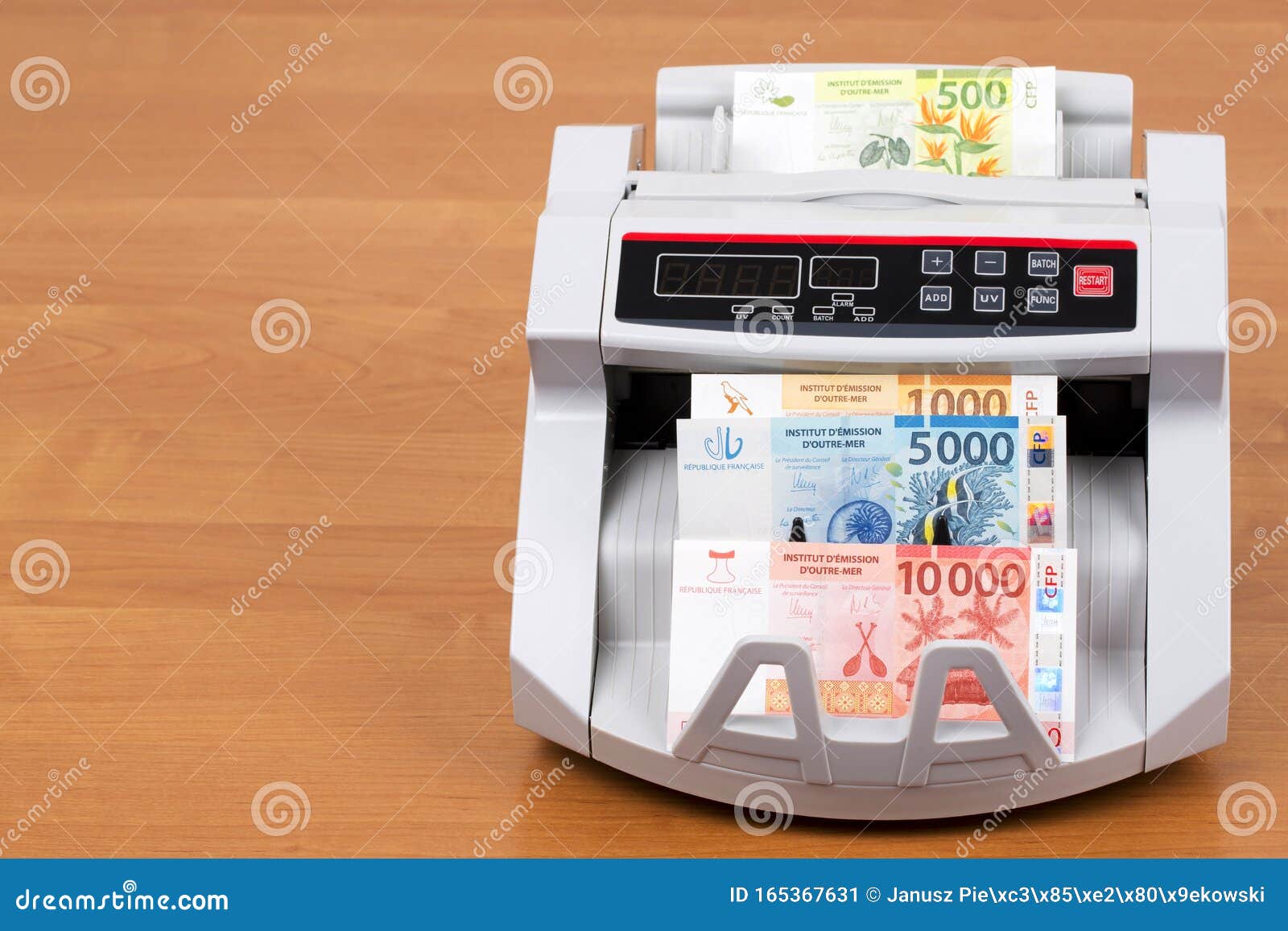 French Pacific Territories Money in a Counting Machine Stock Image ...