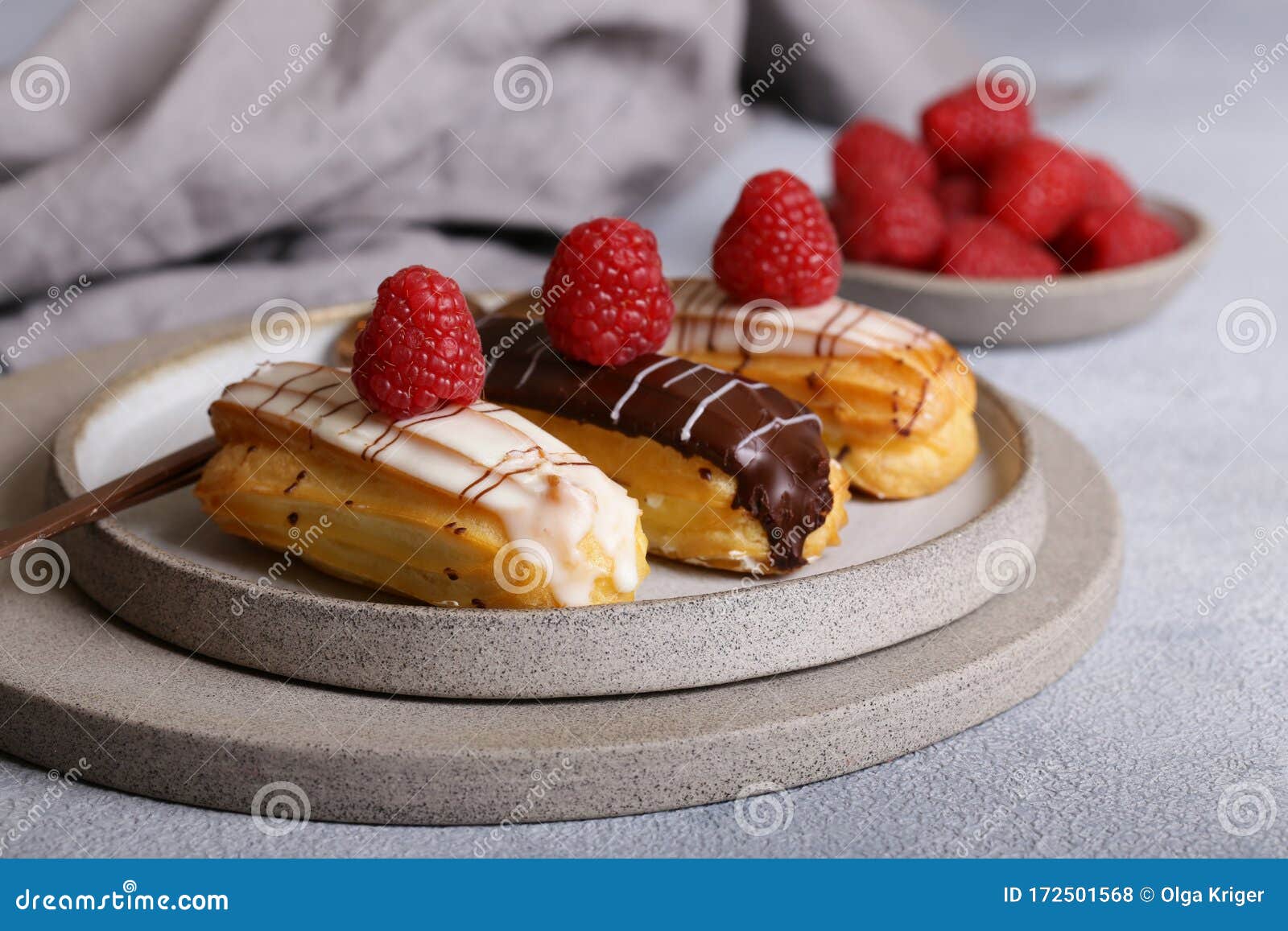 Choux pastry eclairs stock photo. Image of chocolate - 172501568