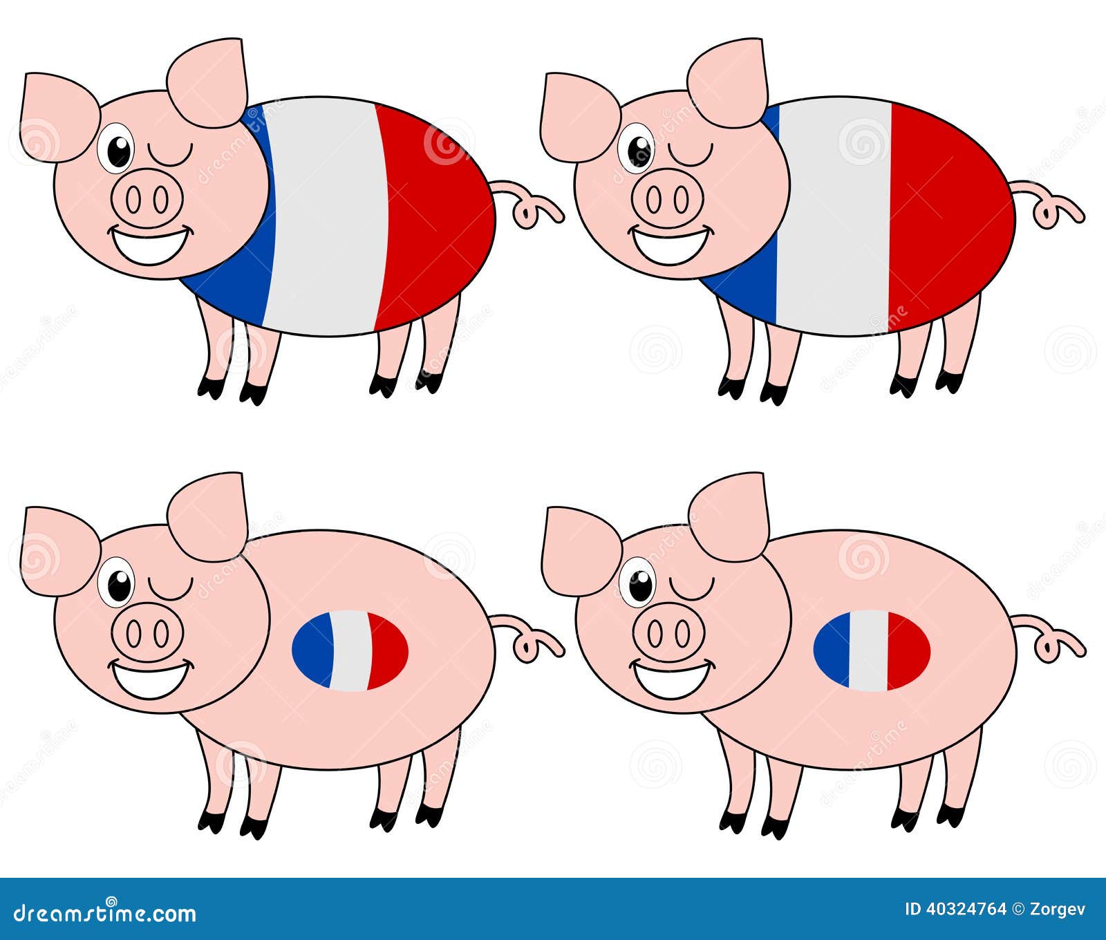 French pig breeding happy stock illustration. Illustration of ...