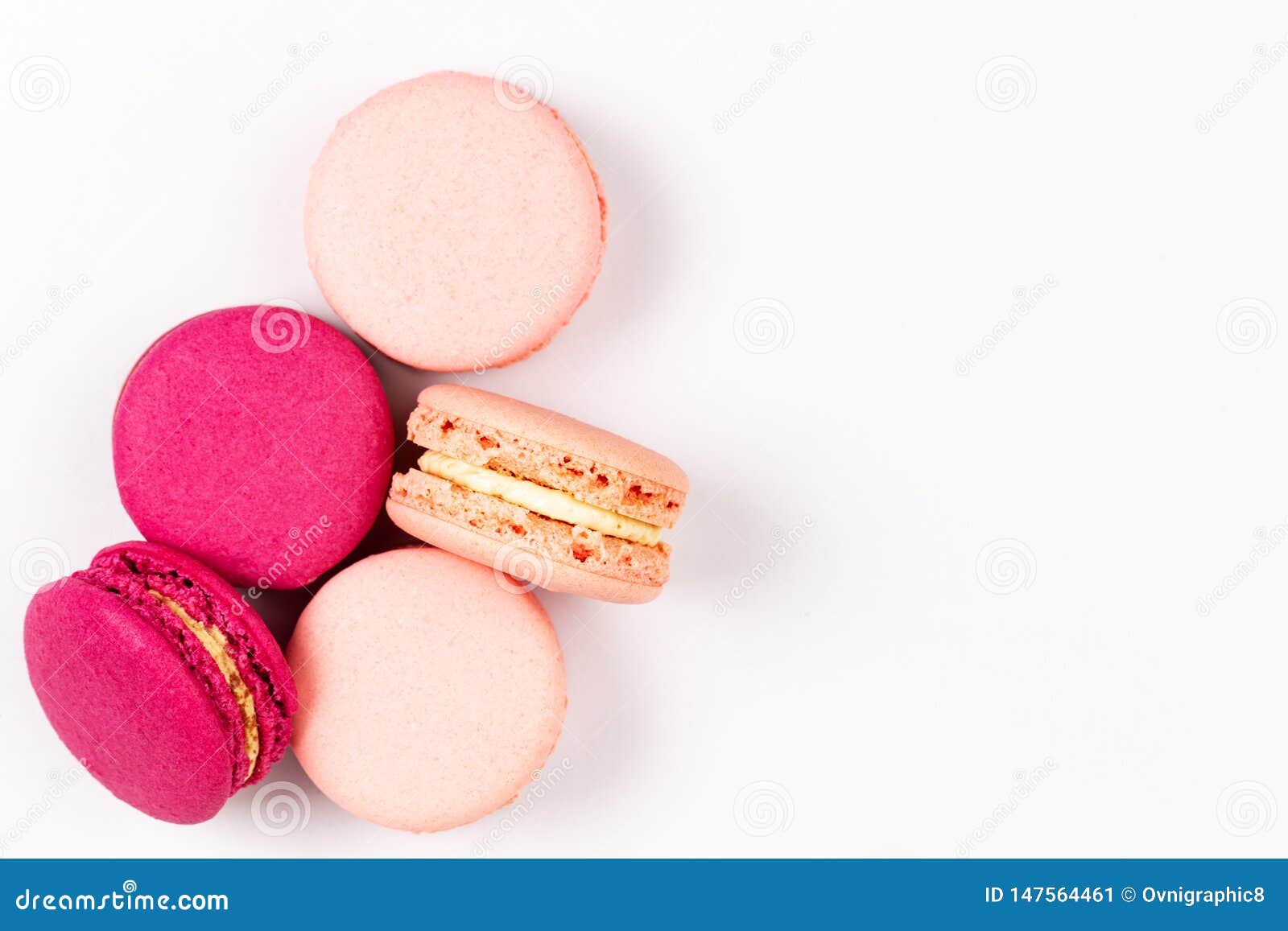 French Pink and Magenta Macarons or Macaroons, Top View on a White ...