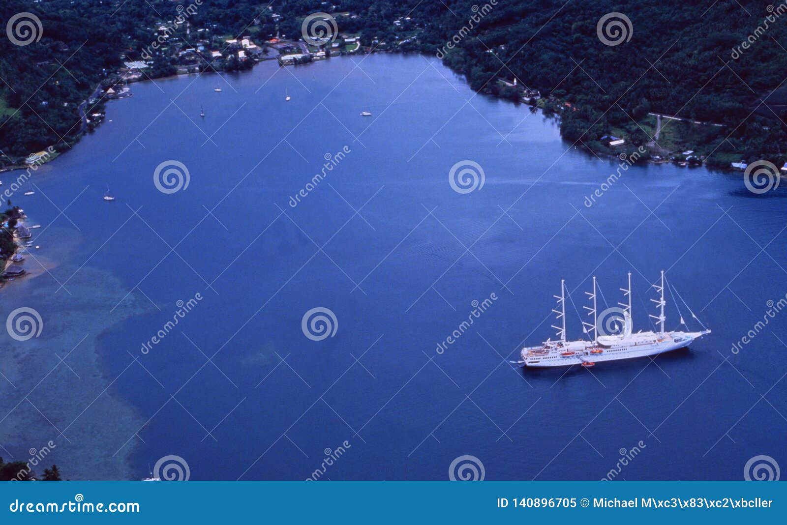 French Polynesia: Cook Bay with Cruise Ship Ankering on Moorea Island ...