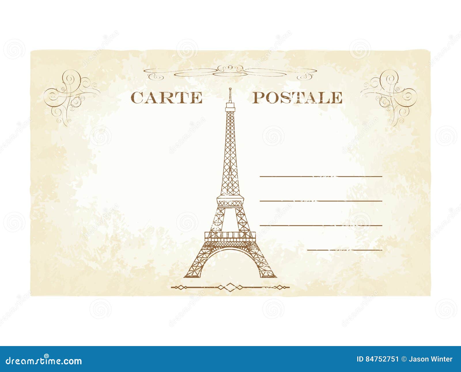 French Postcard stock vector. Illustration of distressed - 84752751