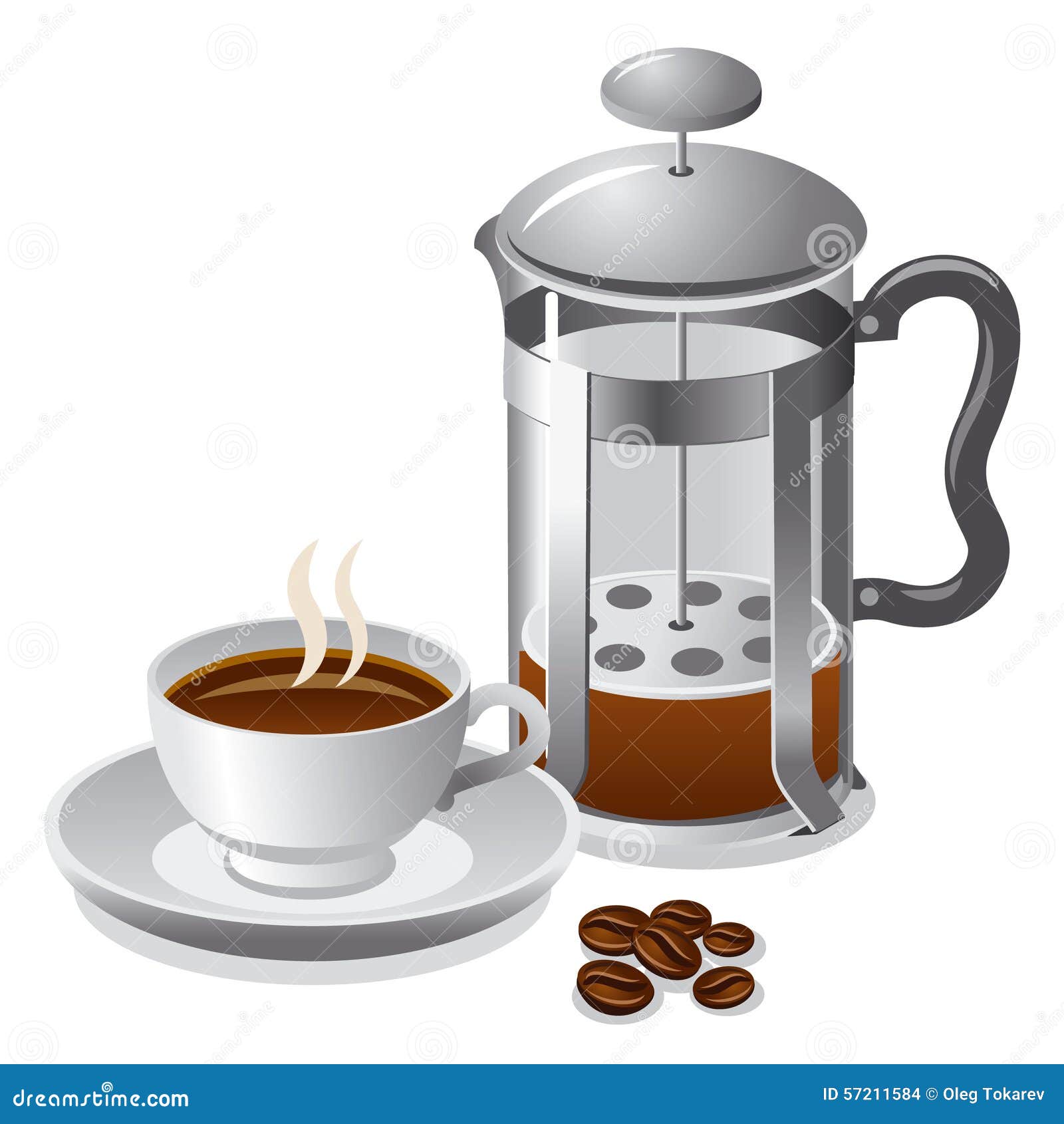 French press with coffee stock illustration. Illustration of aroma ...
