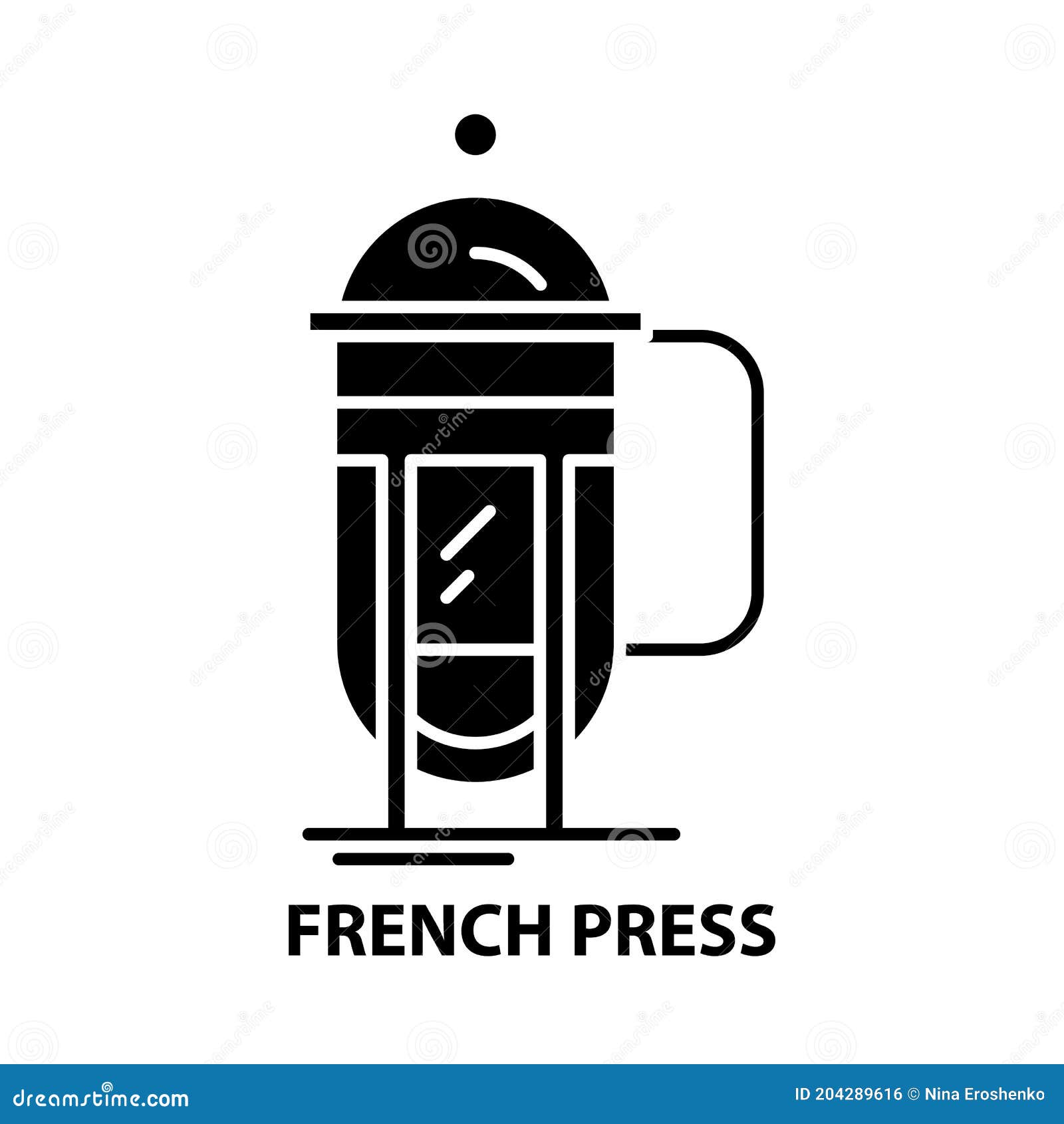 French Press Icon, Black Vector Sign with Editable Strokes, Concept ...