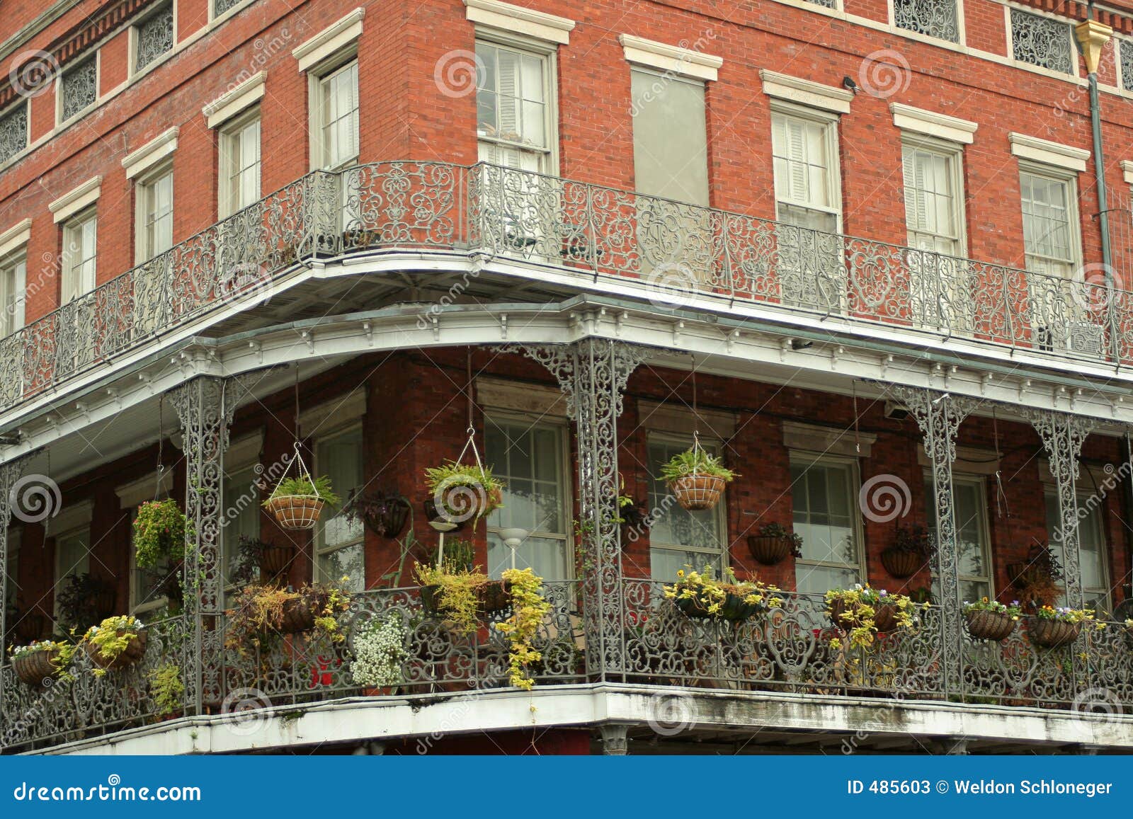 French Quarter Architecture Stock Image - Image of louisana, corner: 485603