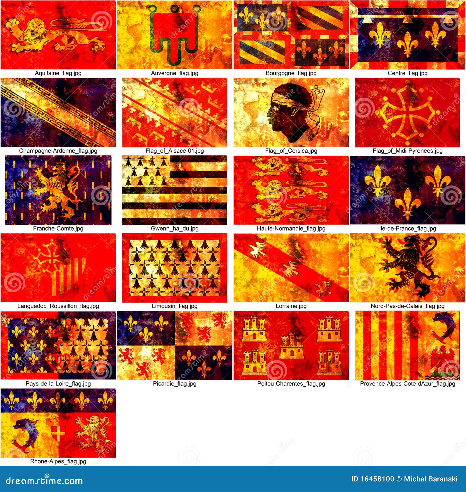 French regions flags stock illustration. Illustration of vintage - 16458100