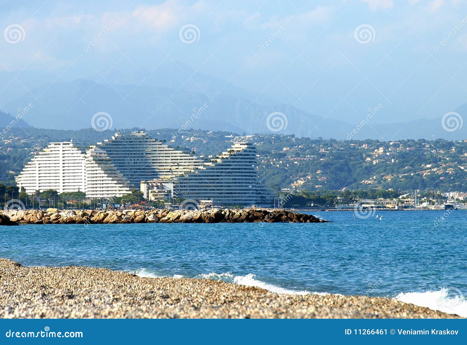 French Riviera - View To Front Luxury Hotel Stock Image - Image of ...