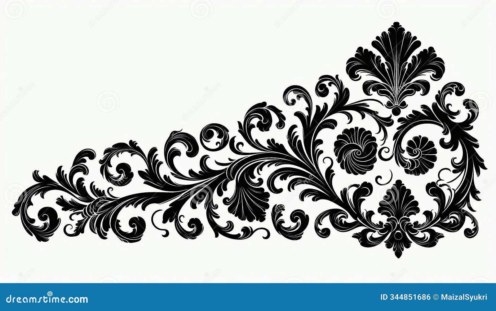 French Rococo Shell and Scroll Border Silhouette Ornament Stock ...