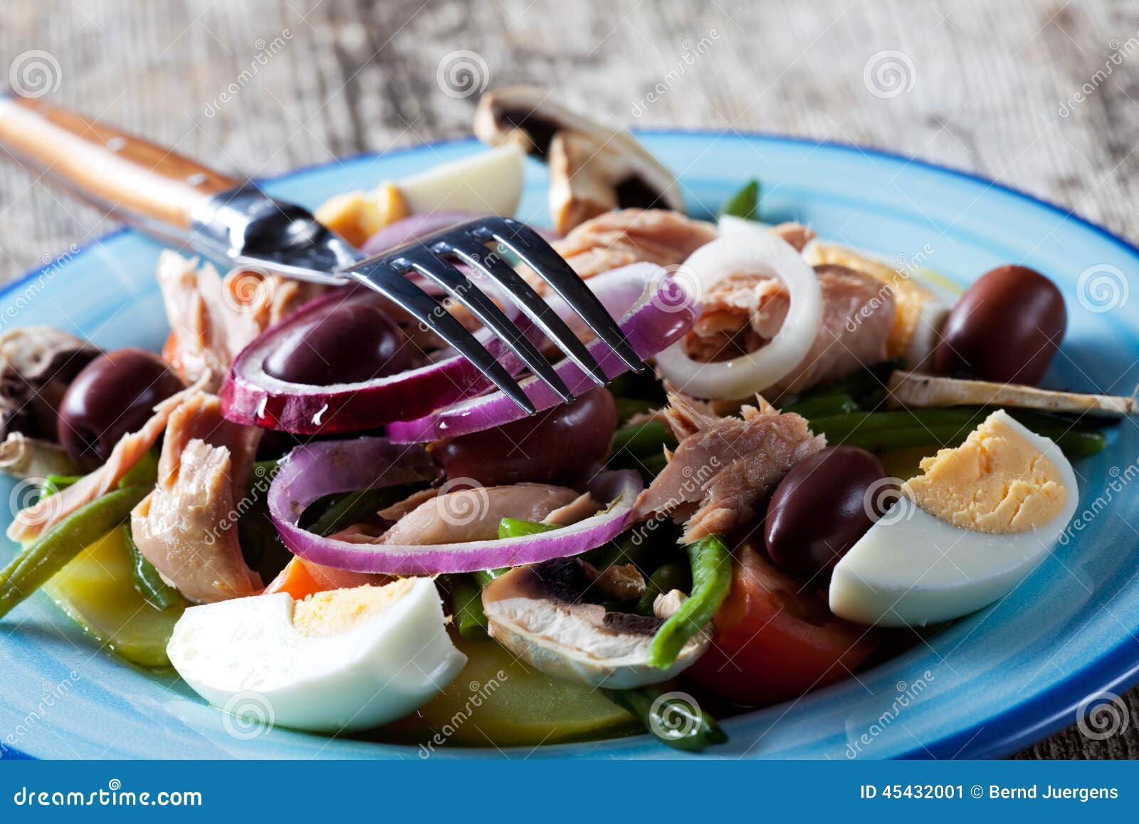 French Salad Called Corne De Cerf, Lactuca Sativa Against White ...