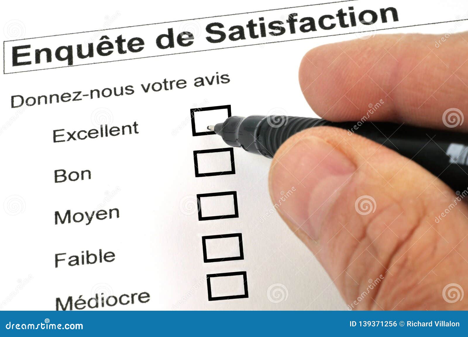 Complete a Satisfaction Survey in French Stock Photo - Image of survey ...