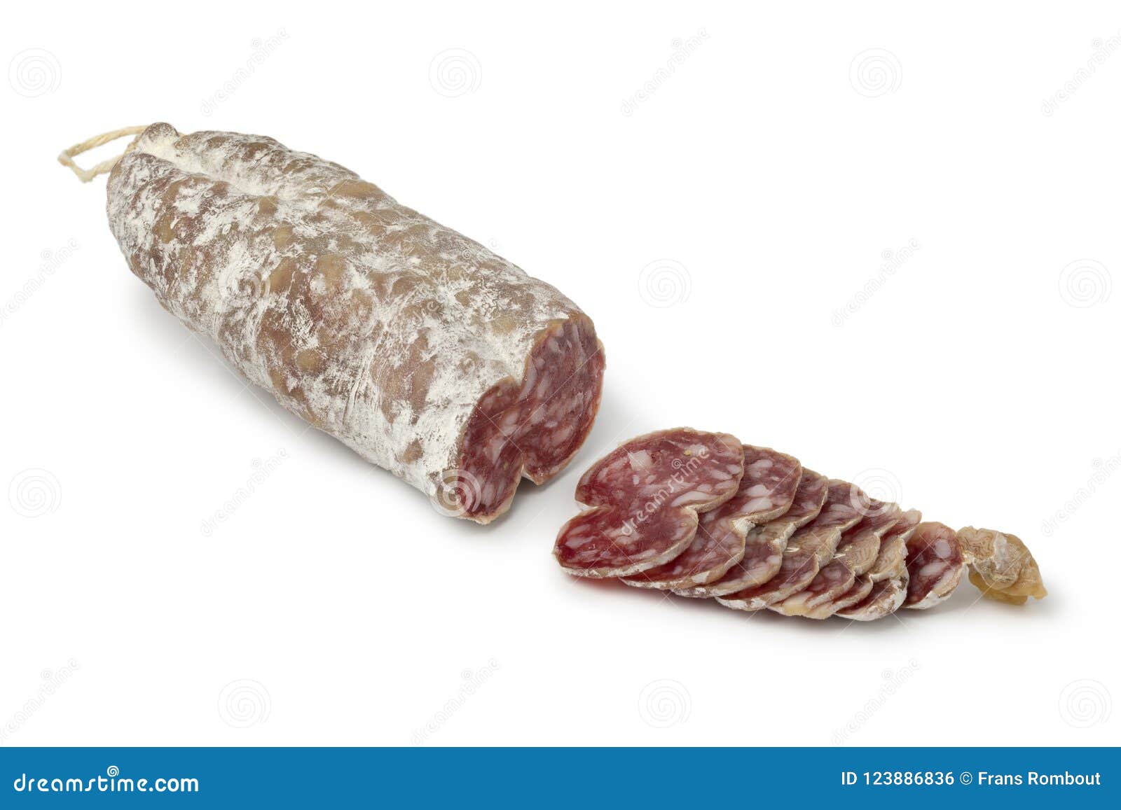 French Saucisson Sec and Slices Stock Photo - Image of spicy, france ...