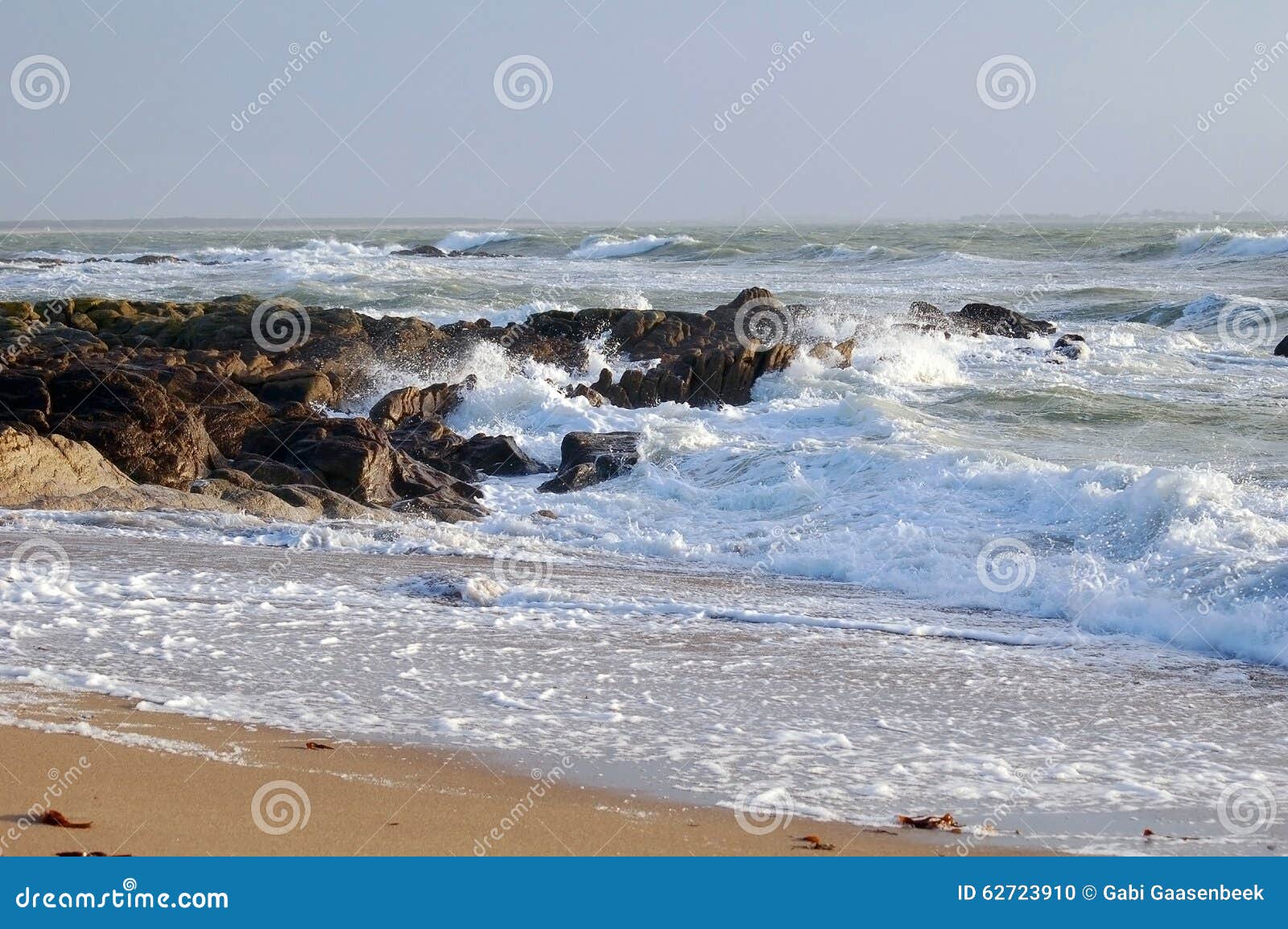 French Sea Shore with Waves and Rocks Stock Photo - Image of europe ...
