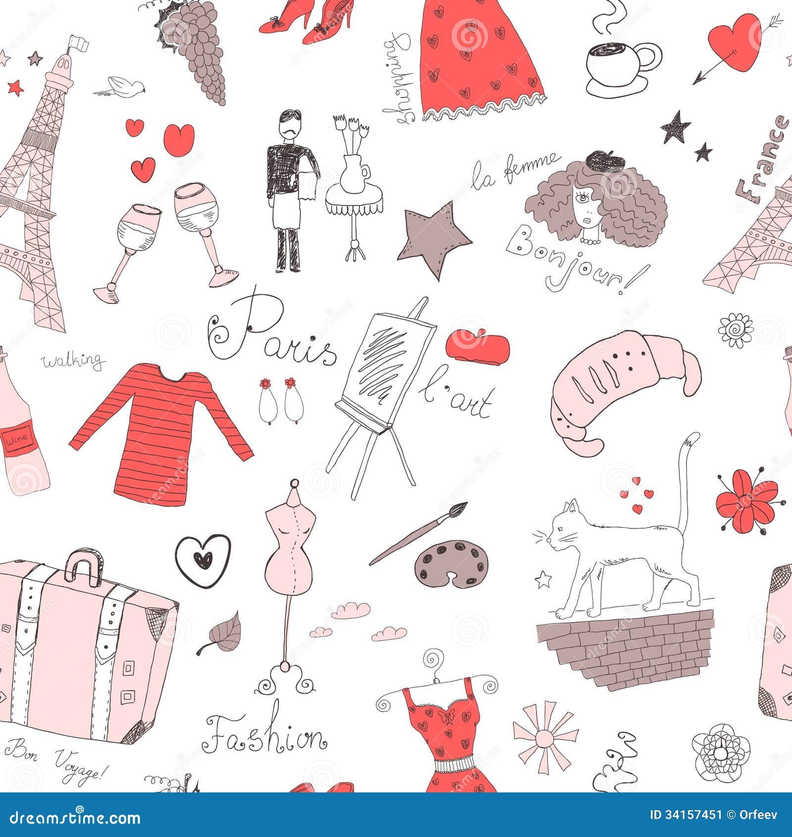 French seamless stock vector. Illustration of heart, seamless - 34157451