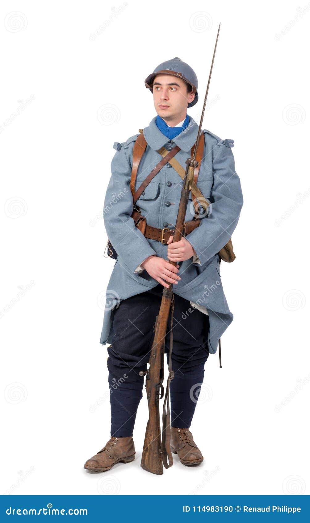 French Soldier 1918 Isolated on a White Background Stock Photo - Image ...