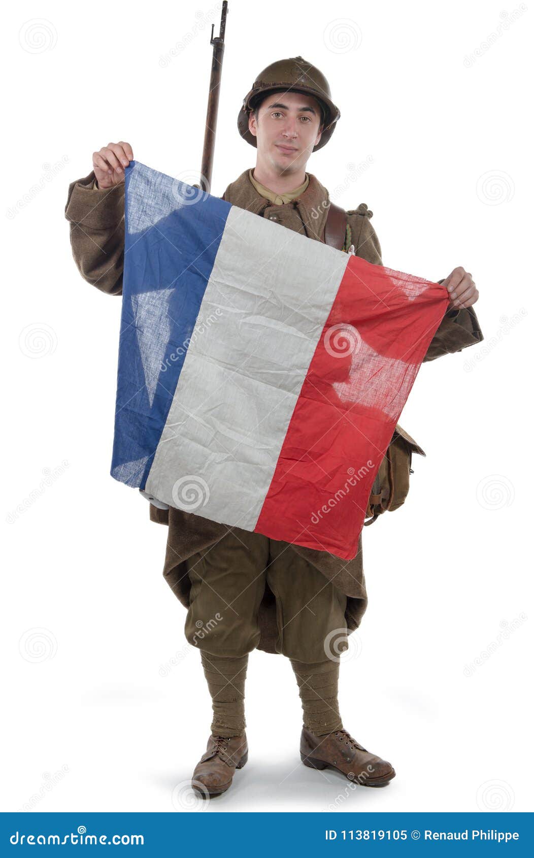 French Soldier 1940 Isolated on the White Background Stock Image ...