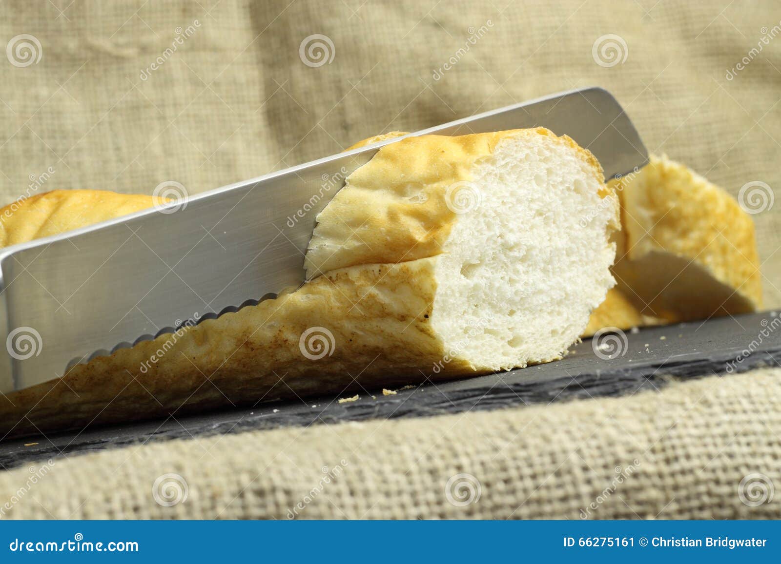 French stick bread cutting stock image. Image of french - 66275161