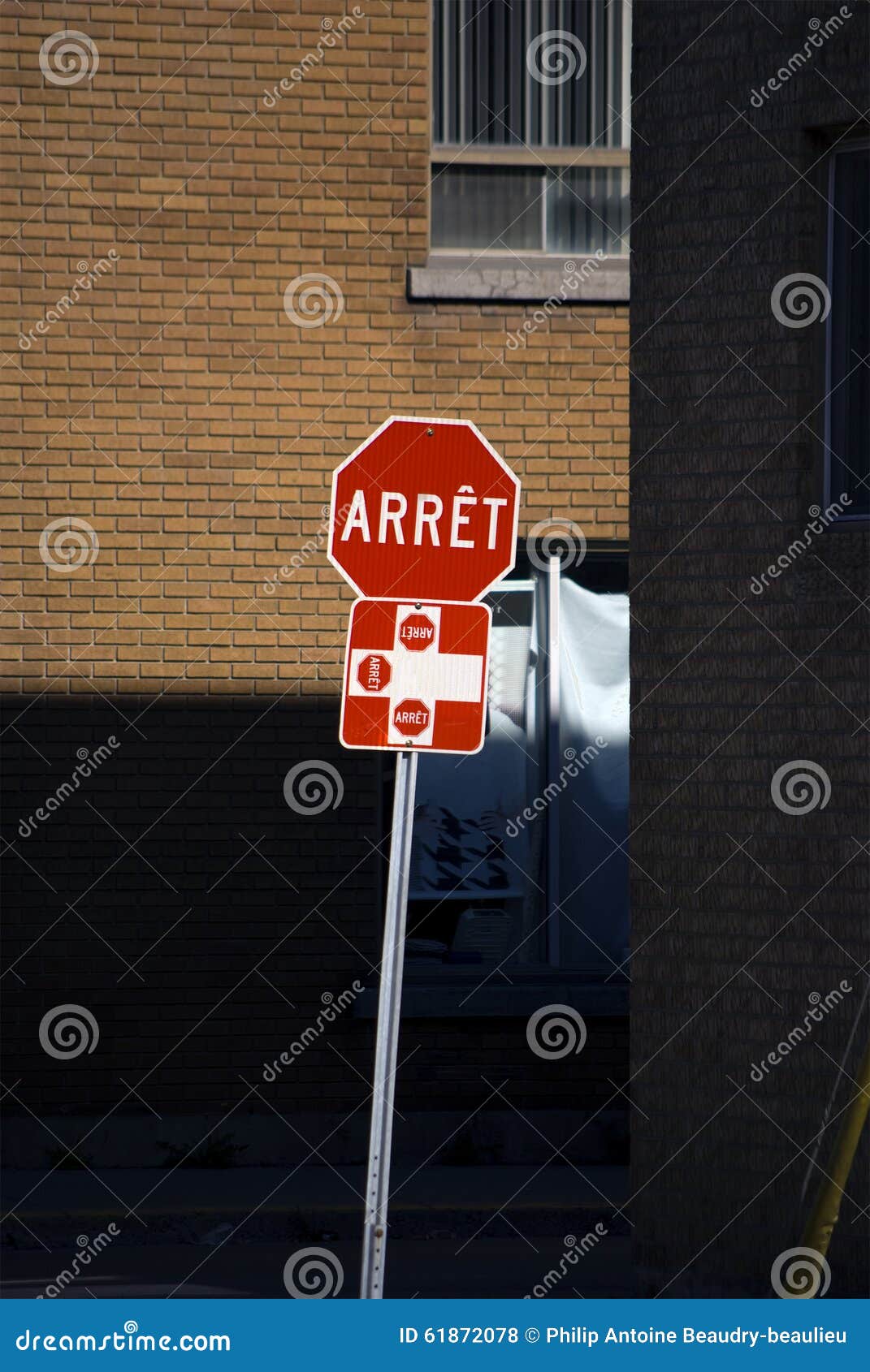 French Stop Sign With Canadian Flag Royalty-Free Stock Photo ...