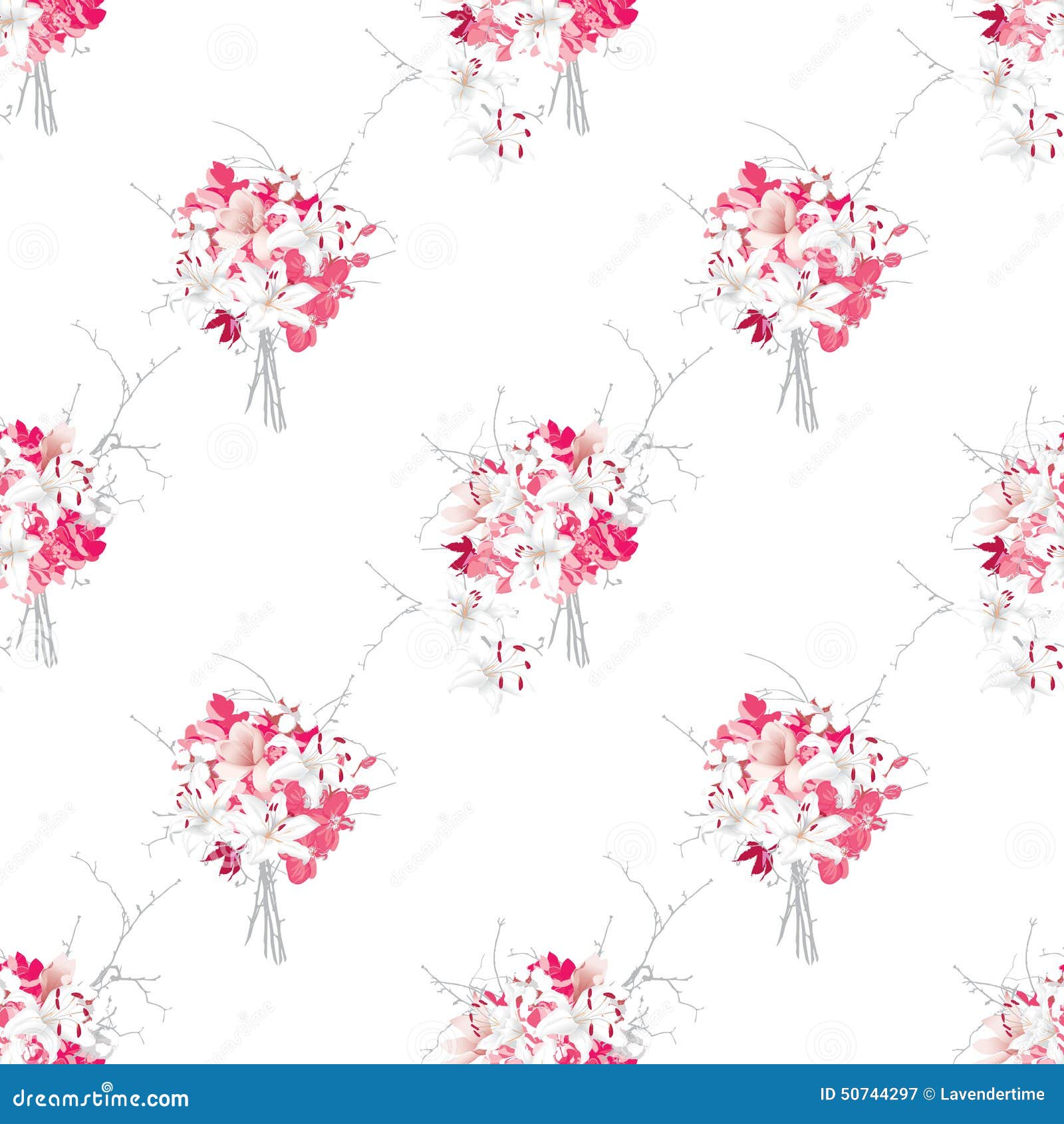 French Style Pink Bouquets Seamless Vector Pattern Stock Vector ...