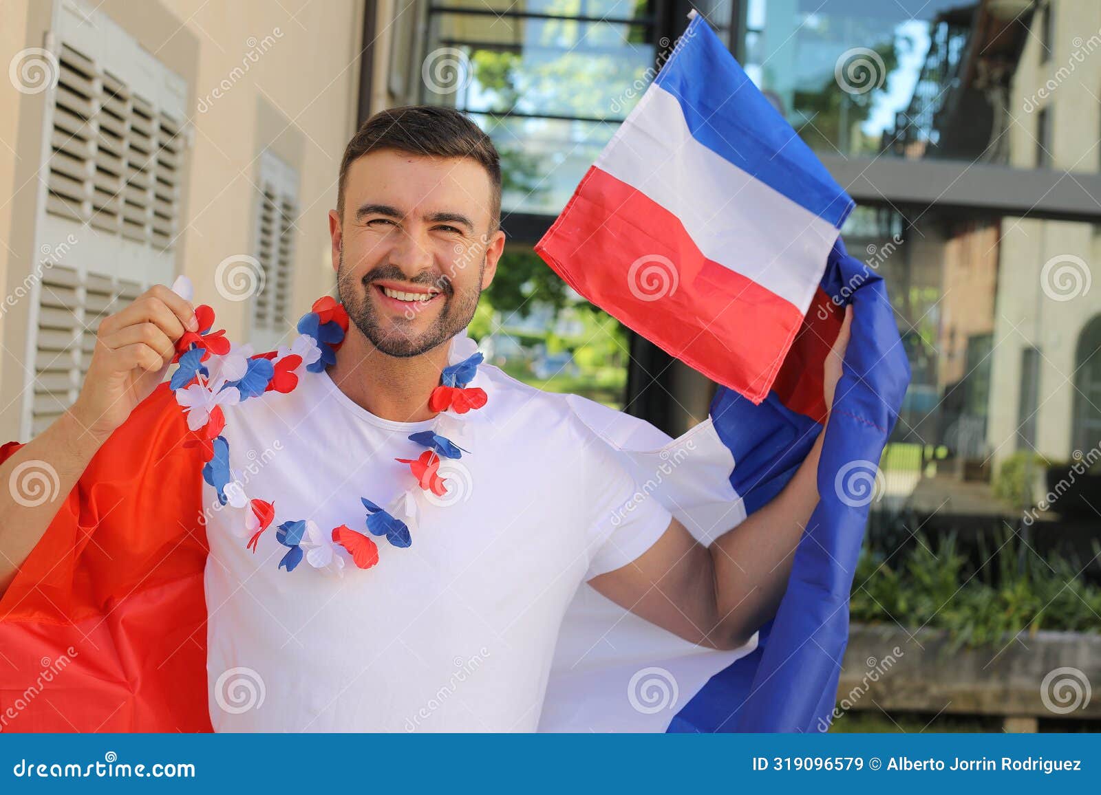 French Supporter Rocking the Blue, White and Red Colors Stock Image ...