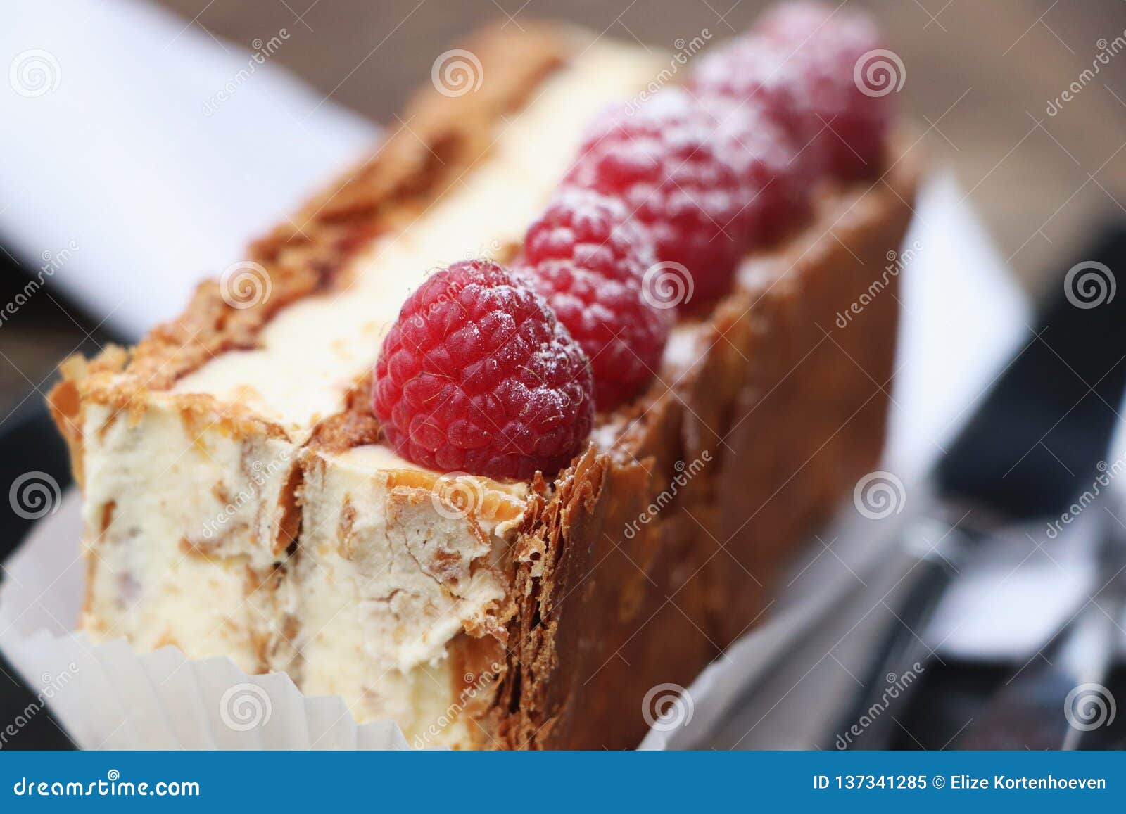 French Sweet Pastry with Raspberries Stock Image - Image of french ...
