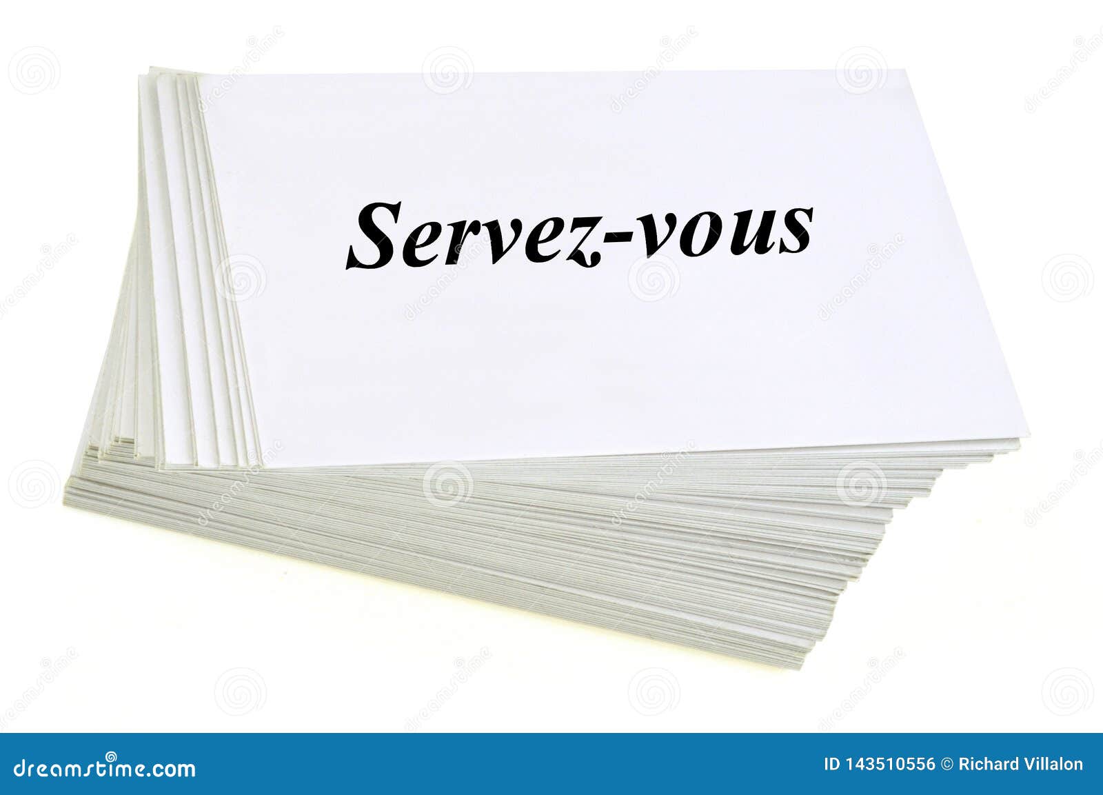 Serve Yourself Written in French on a Stack of Cardboard Stock ...