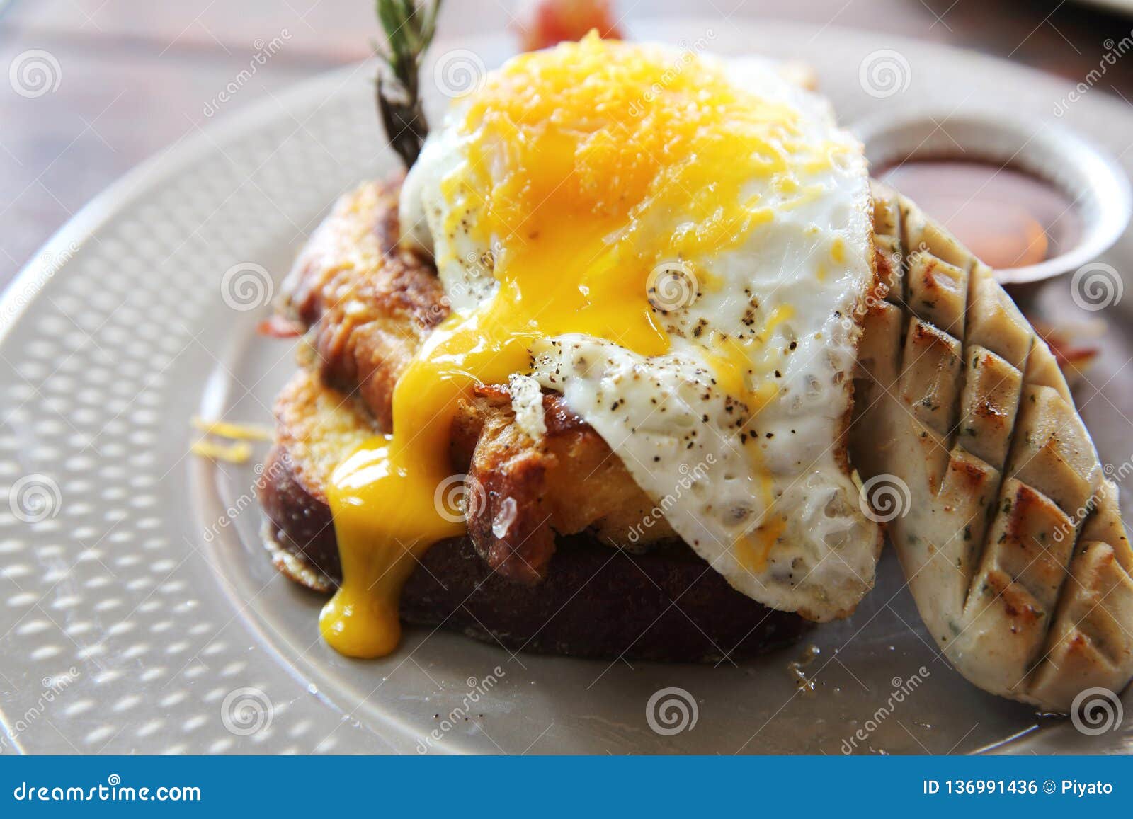 French Toast Eggs and Bacon Breakfast Brekkie Stack Stock Photo - Image ...
