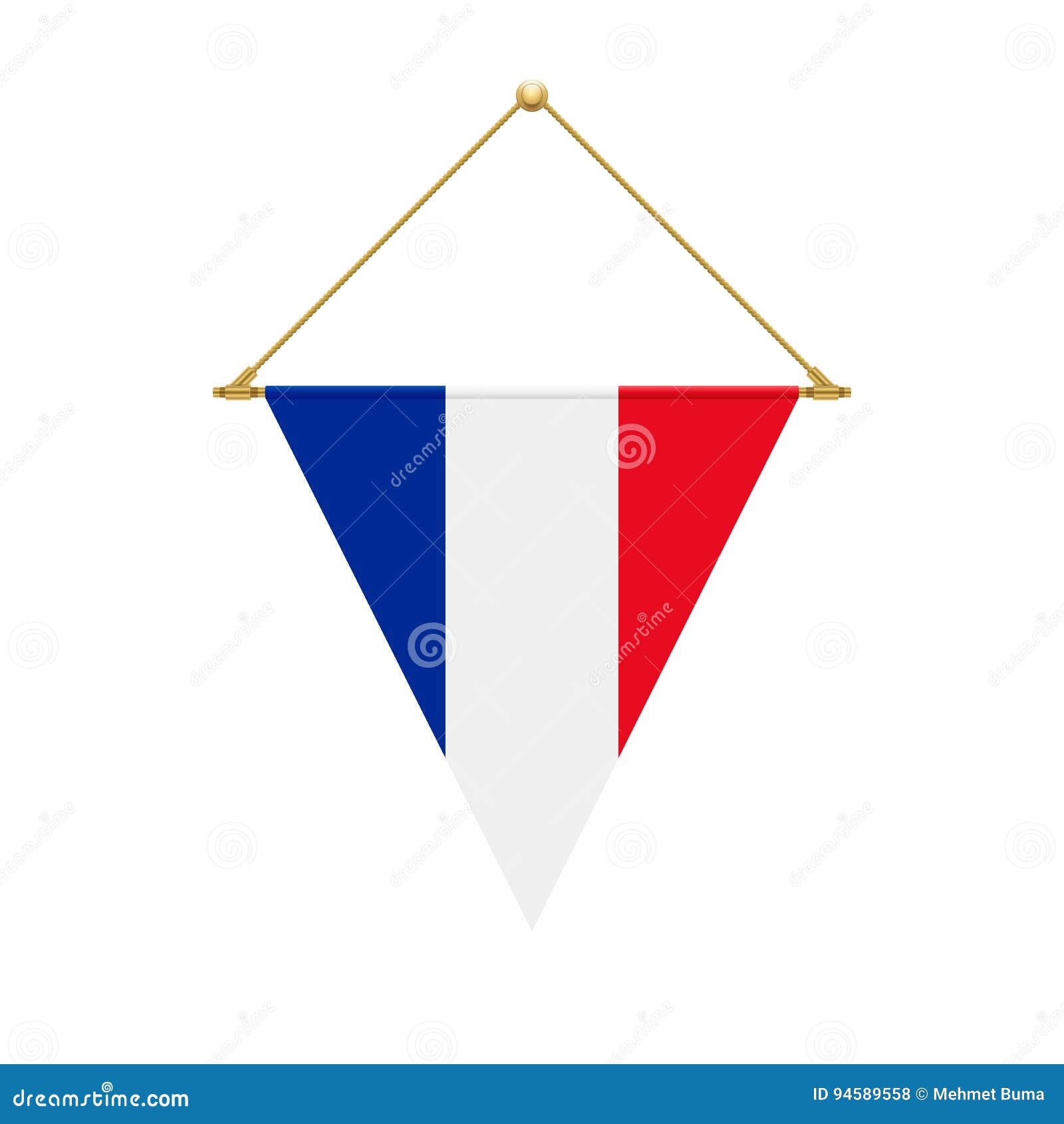French Triangle Flag Hanging, Illustration Stock Vector - Illustration ...