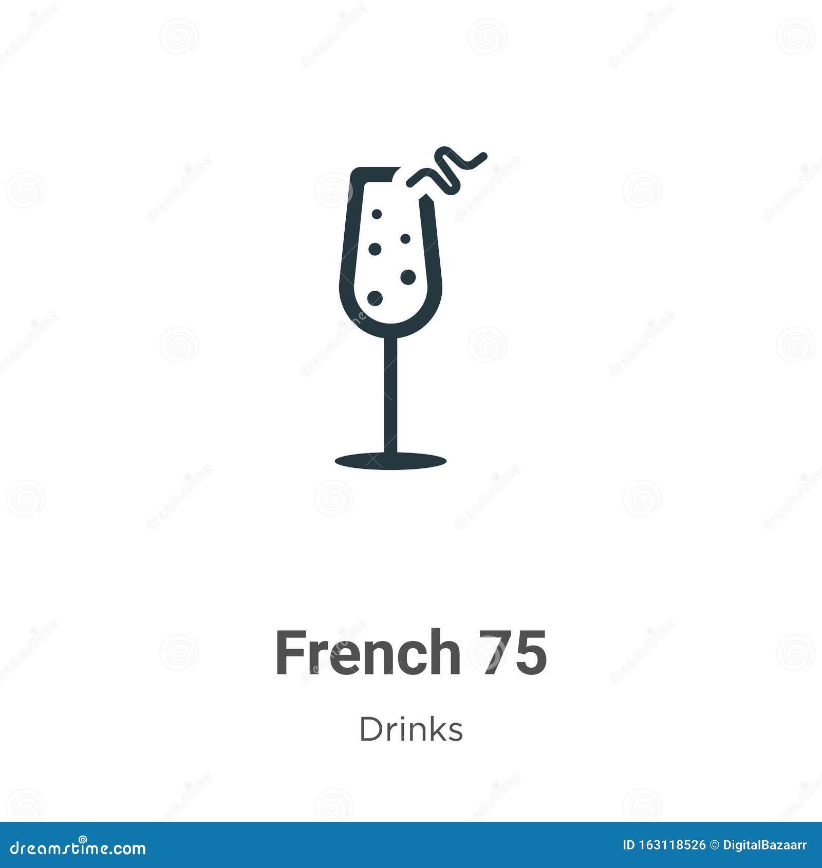 French 75 Vector Icon on White Background. Flat Vector French 75 Icon ...