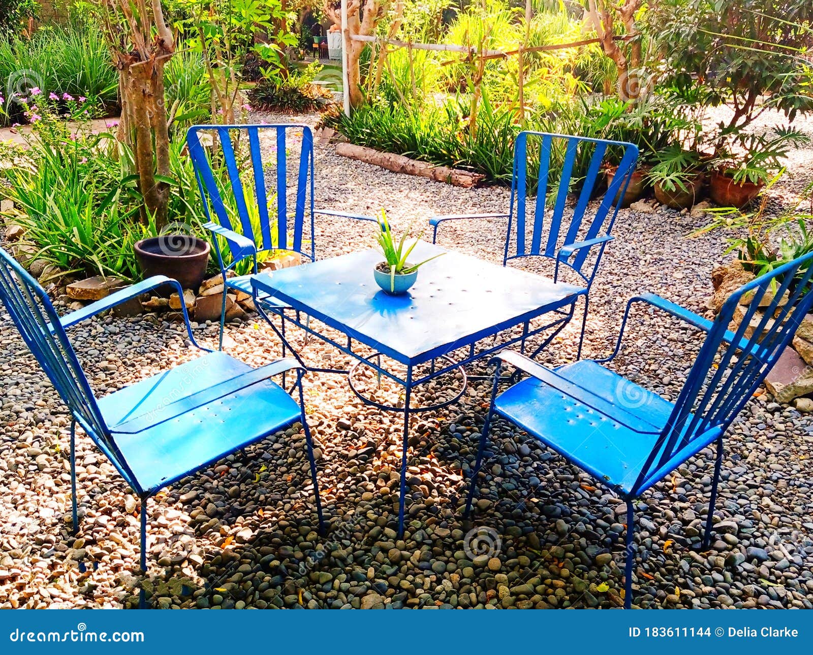 French Vintage Garden Setting Stock Photo - Image of backyard ...