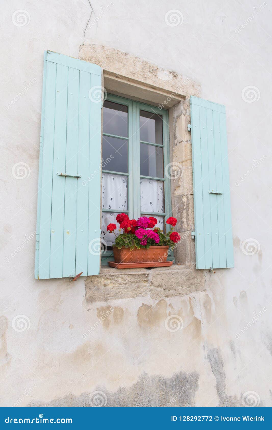 French Window with Blue Blinds Stock Photo - Image of romantic ...
