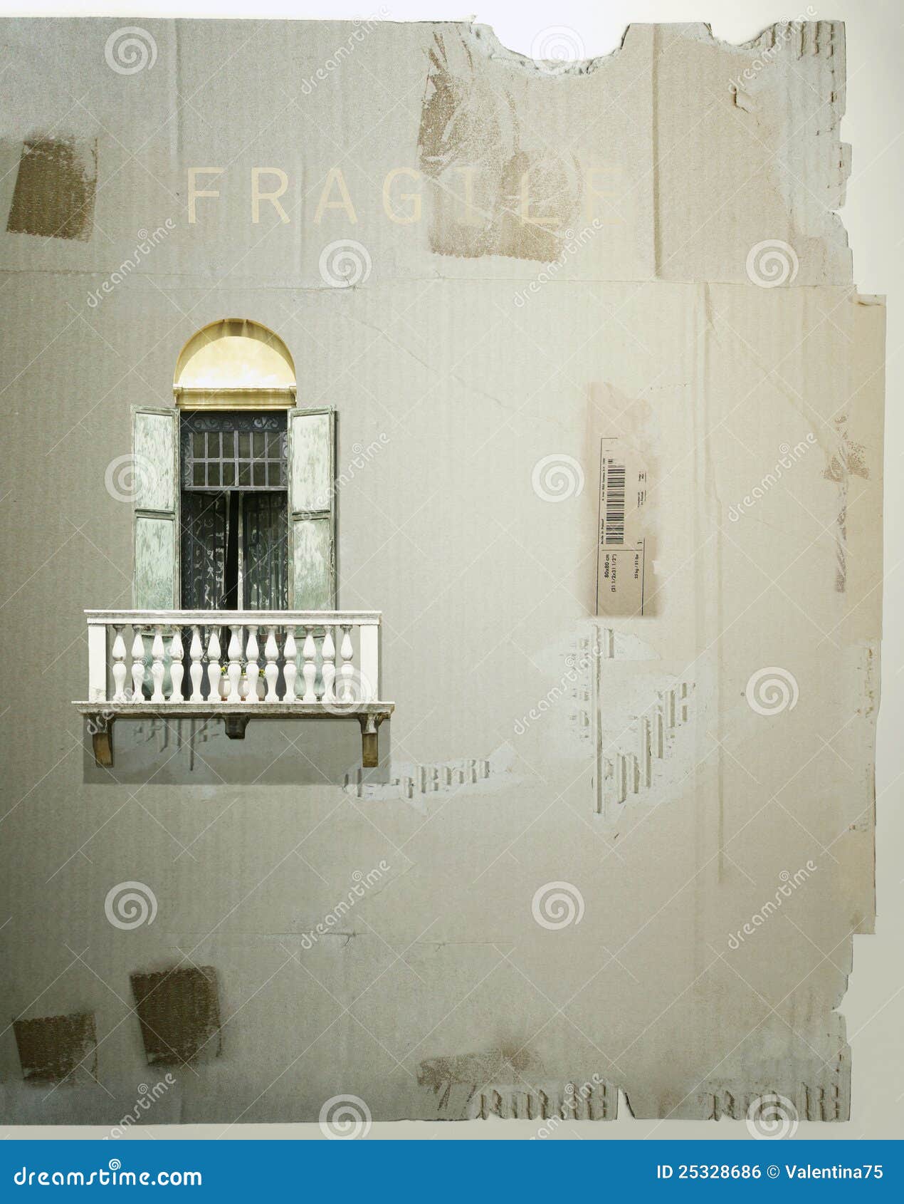 French window on cardboard stock photo. Image of artistic - 25328686