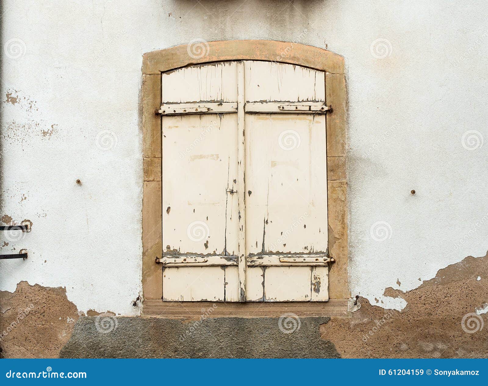 French Window with Closed Old Medieval Wooden Stock Image - Image of ...