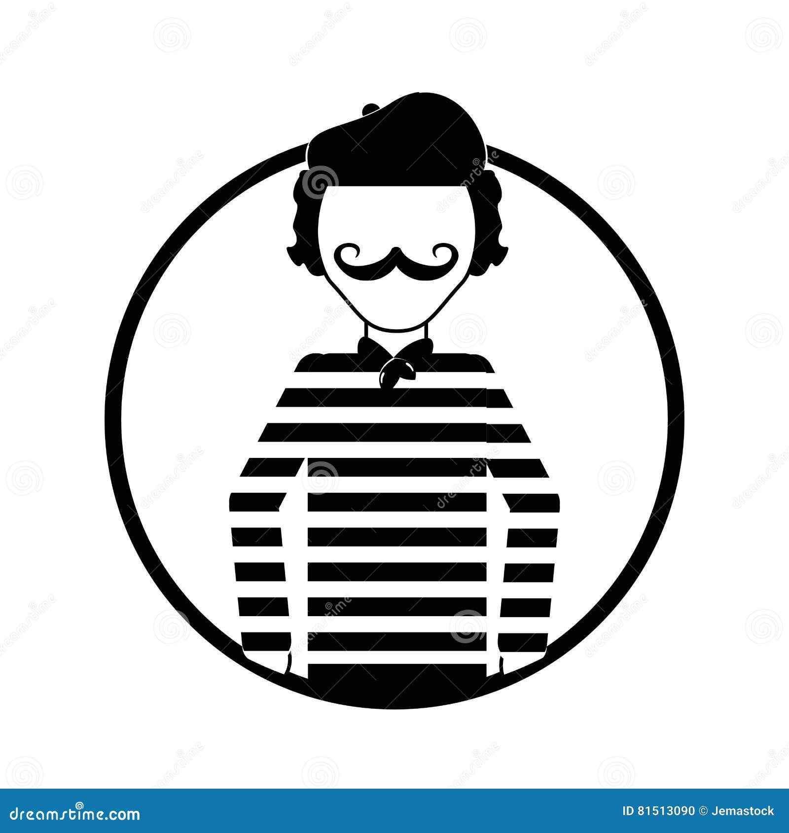 Cartoon French Man With Mustache