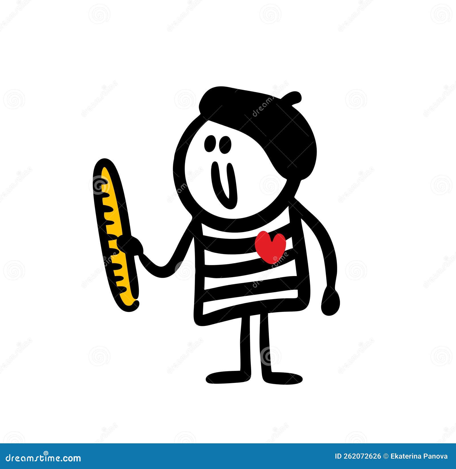 Frenchman In Beret Has Traditional Tasty French Breakfast Vector ... Frenchman In Beret Has Traditional Tasty French Breakfast Vector ...