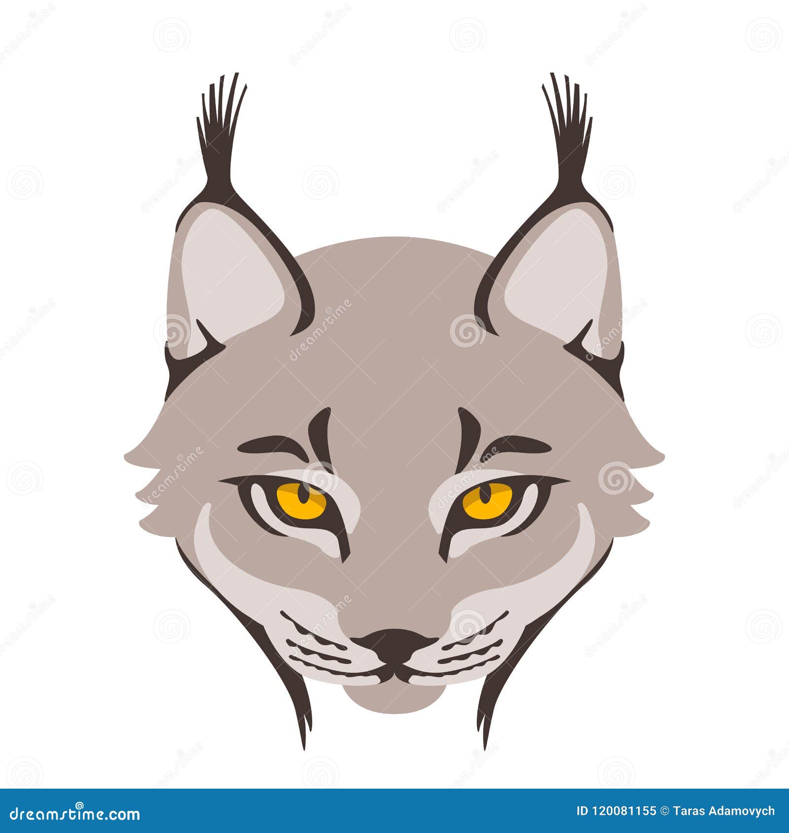 Frente Plano Del Estilo Del Ejemplo Del Vector De La Cara Del Lince ...