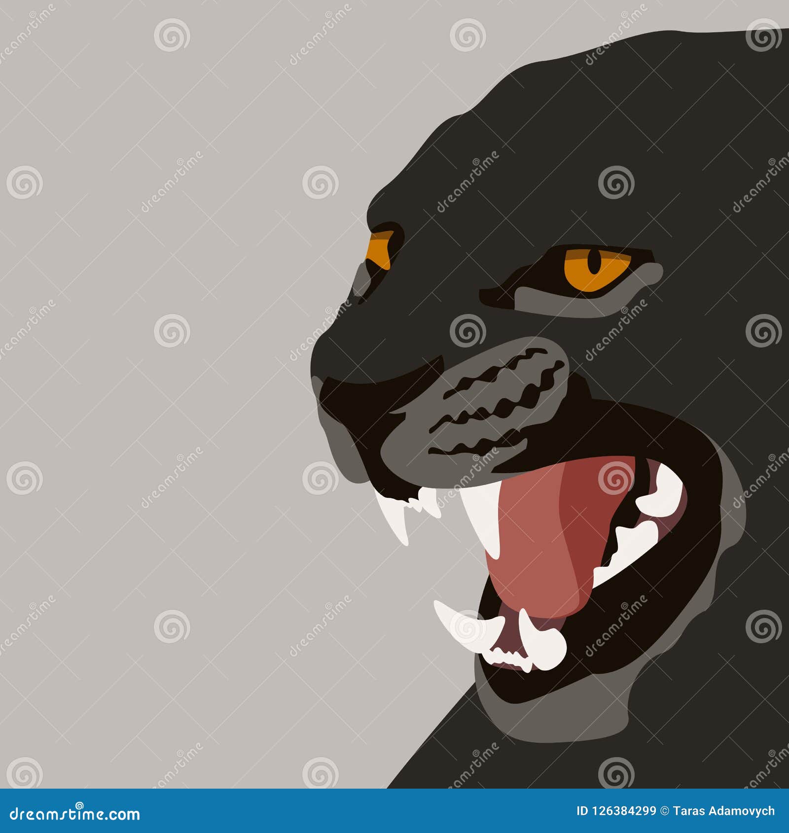 Frente Plano Del Estilo Del Ejemplo Del Vector De La Cara Del Puma ...