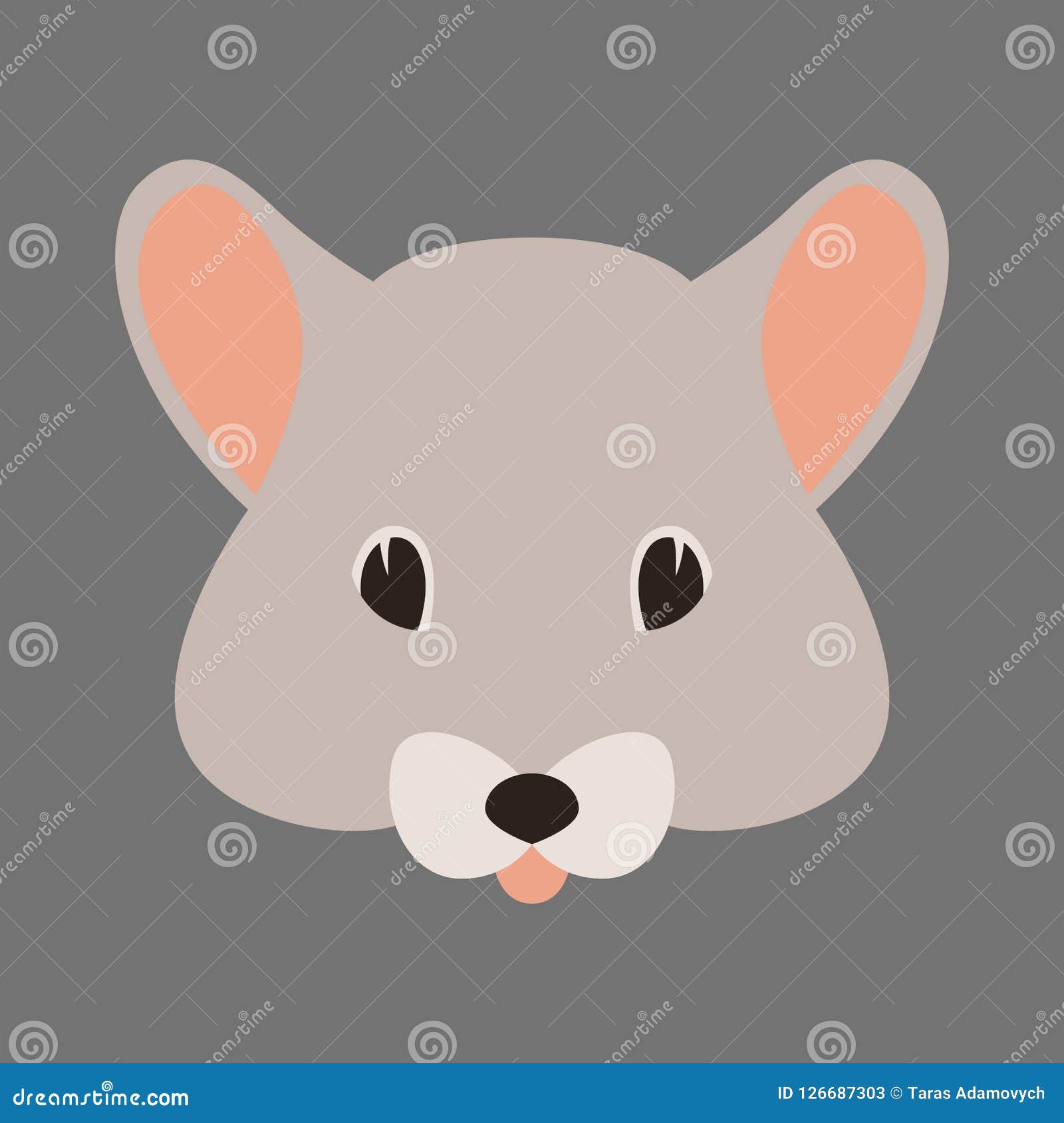 Frente Plano Del Estilo Del Ejemplo Del Vector De La Cara Del Ratón ...