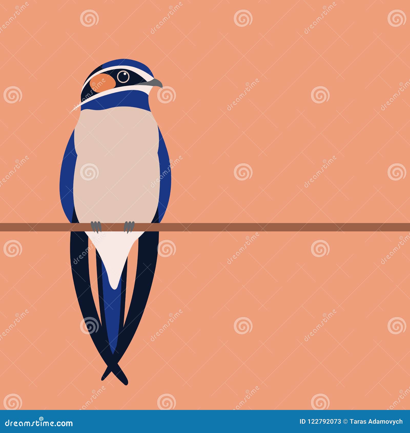 Frente Plano Del Estilo Del Treeswift Del Ejemplo Patilludo Del Vector ...