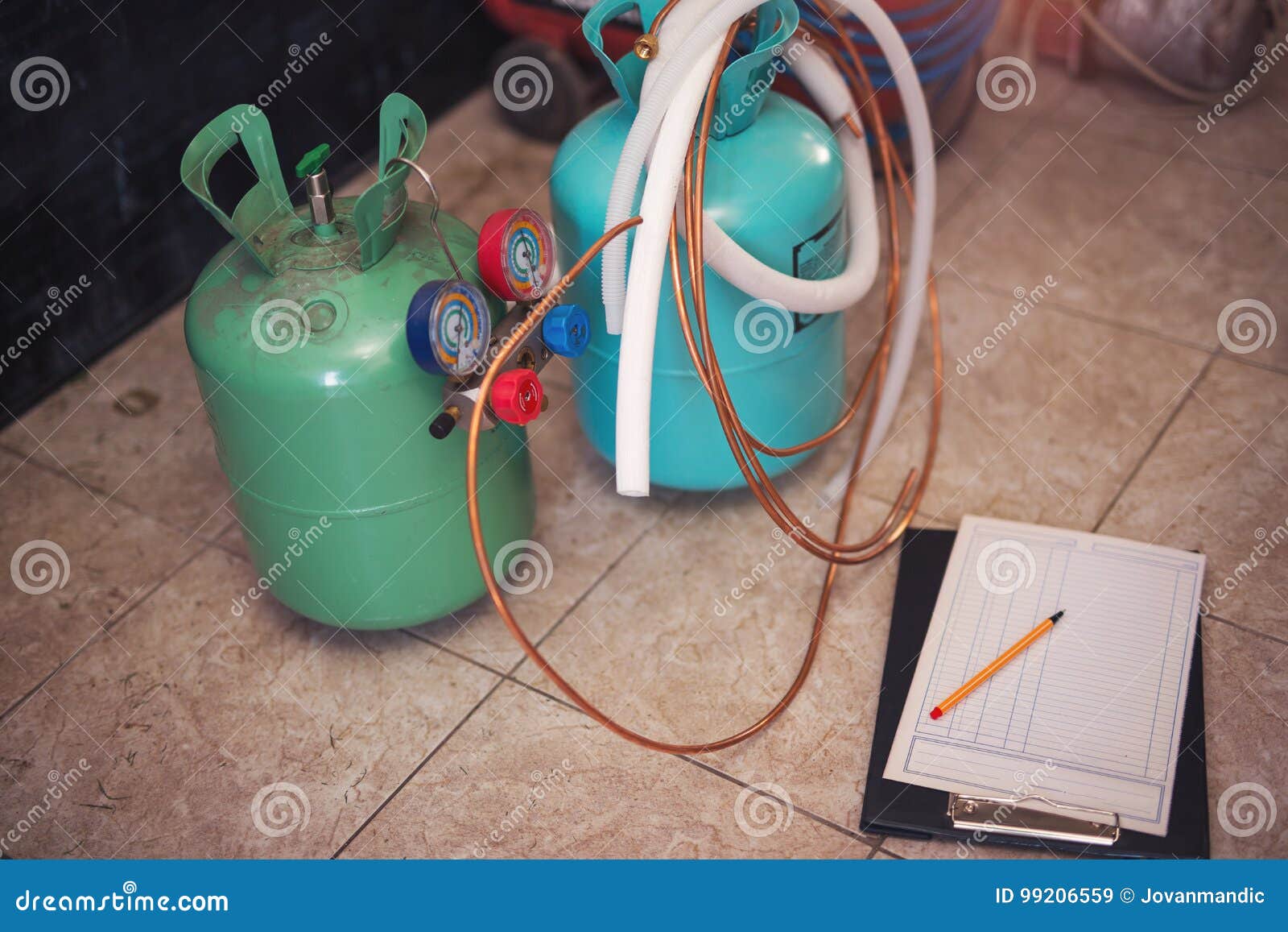 Freon Gas Balloons with Pressure Meter Stock Image - Image of engineer ...