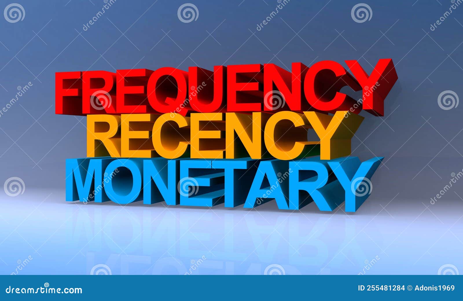 Frequency Recency Monetary on Blue Stock Illustration - Illustration of ...