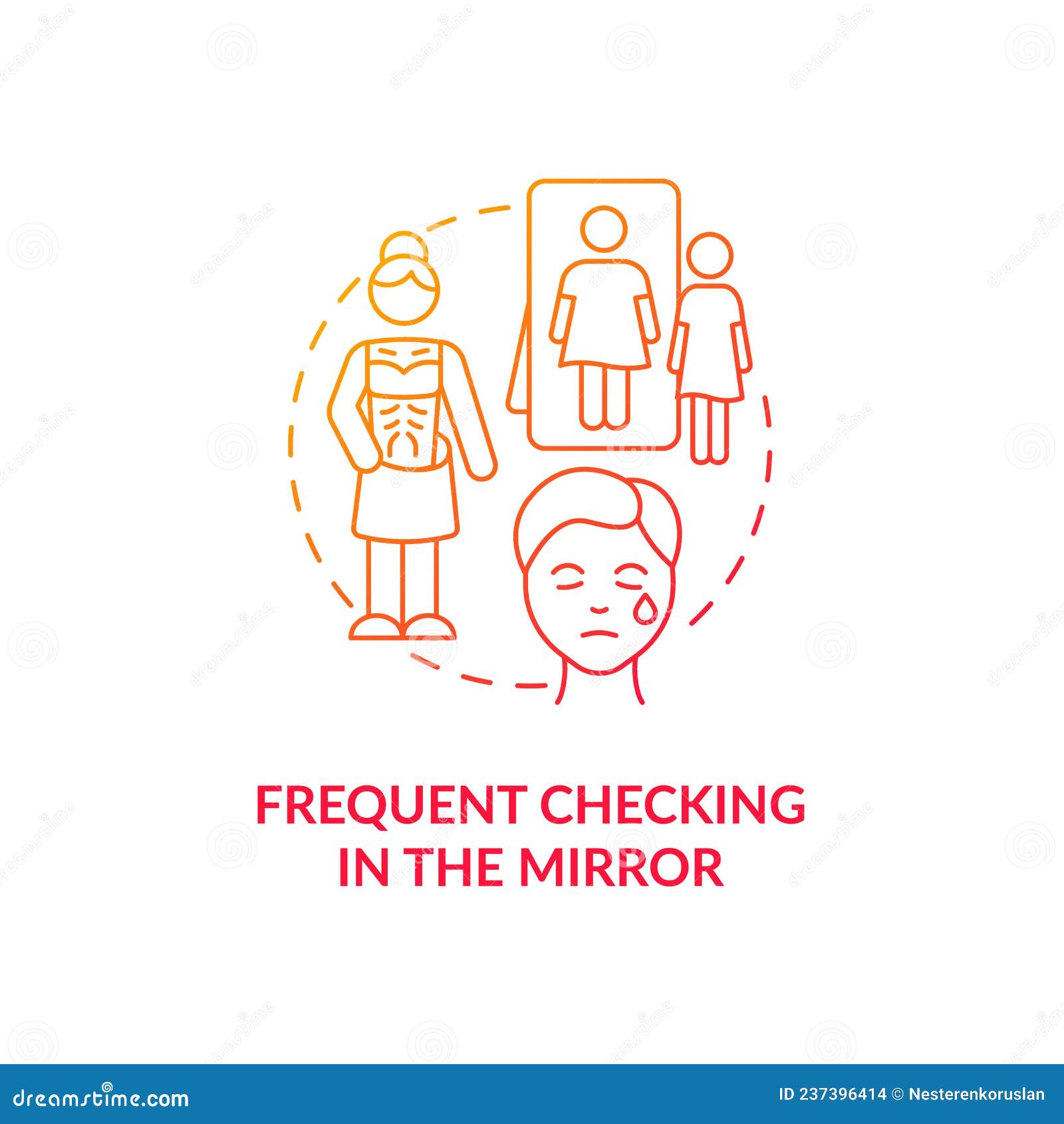 Frequent Checking in the Mirror Red Gradient Concept Icon Stock Vector ...