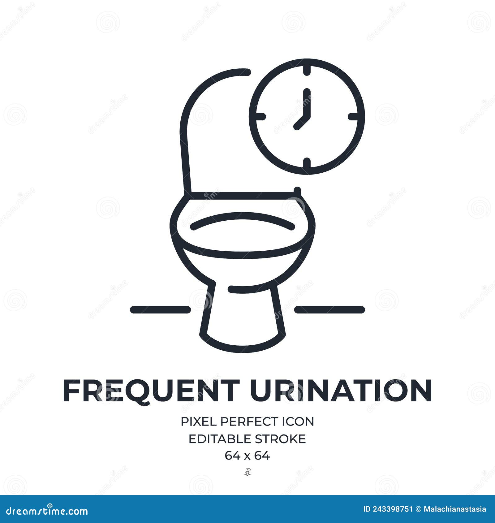 Frequent Urination Pixel Perfect Linear Icon. Urgent Need To Pee. Sign ...