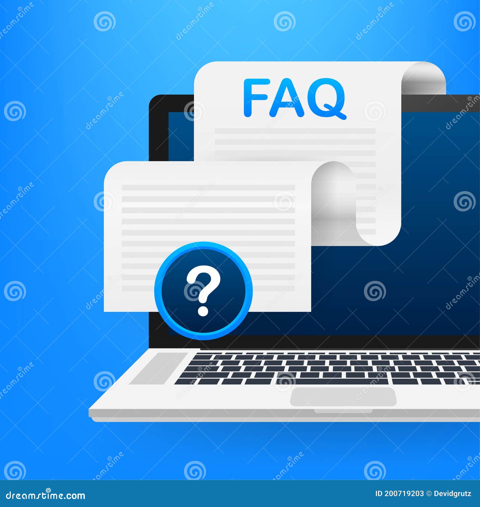 Frequently Asked Questions FAQ Banner. Computer with Question Icons ... Frequently Asked Questions FAQ Banner. Computer with Question Icons ...