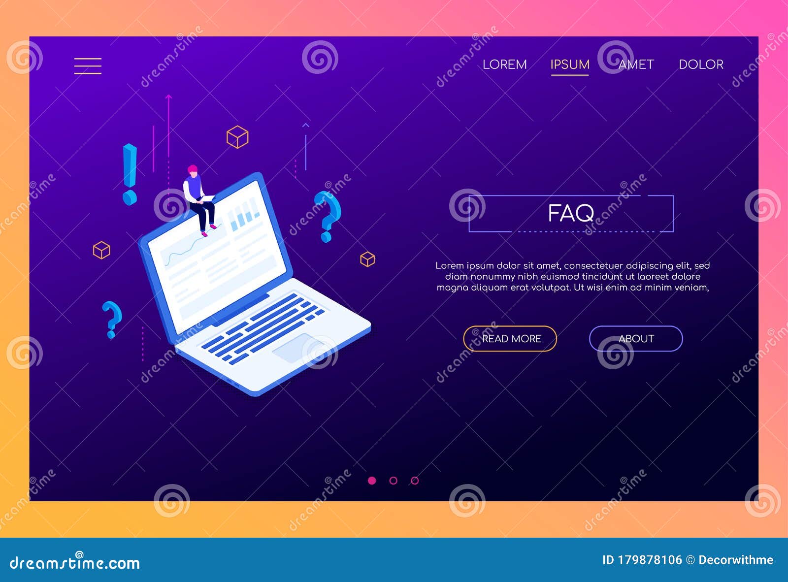Frequently Asked Questions - Modern Isometric Vector Web Banner Stock ...