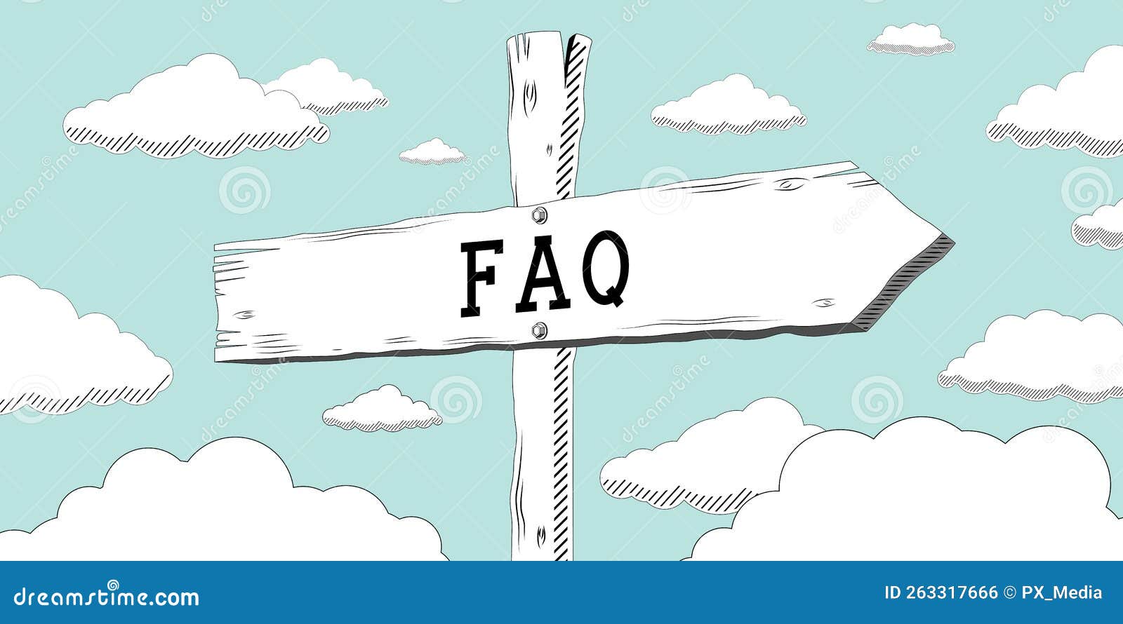 Frequently Asked Questions - Outline Signpost with One Arrow Stock ...