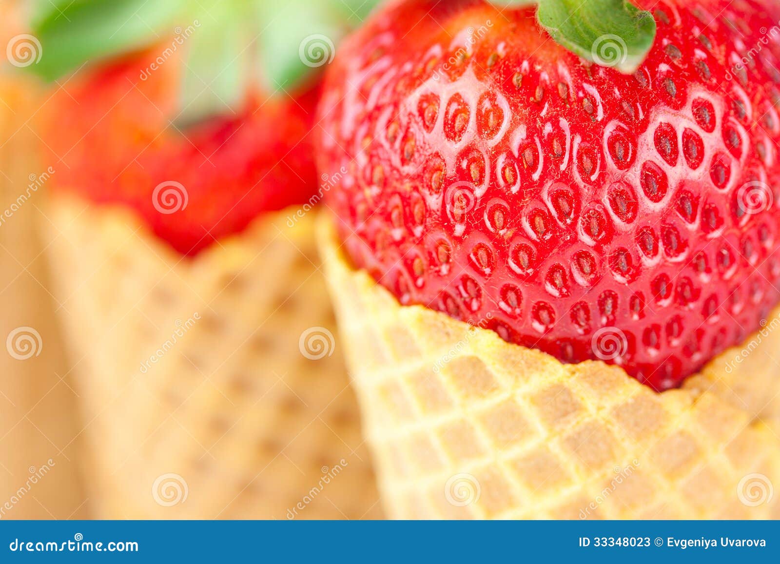 Fresa En Un Cono De La Galleta Imagen de archivo - Imagen de llano ...