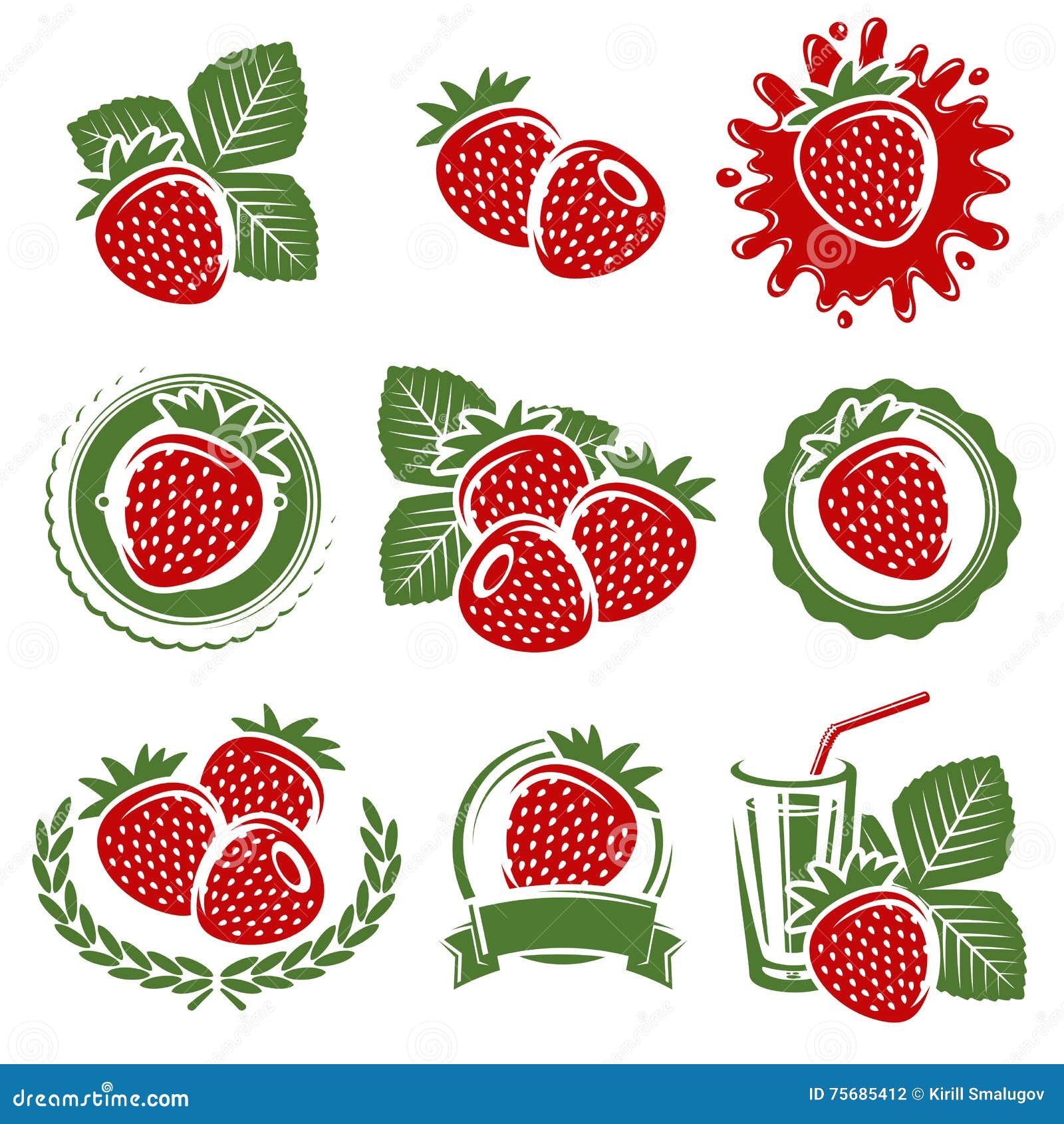 Fresas fijadas Vector ilustración del vector. Ilustración de crema ...