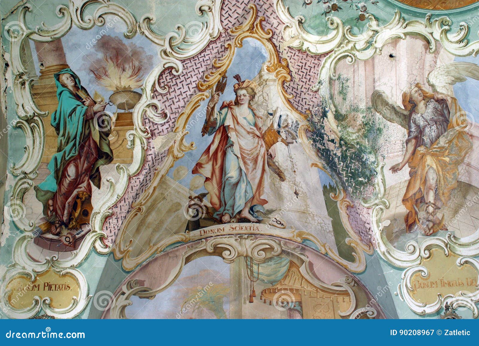 Fresco on the Ceiling of the Church Stock Image - Image of mother ...