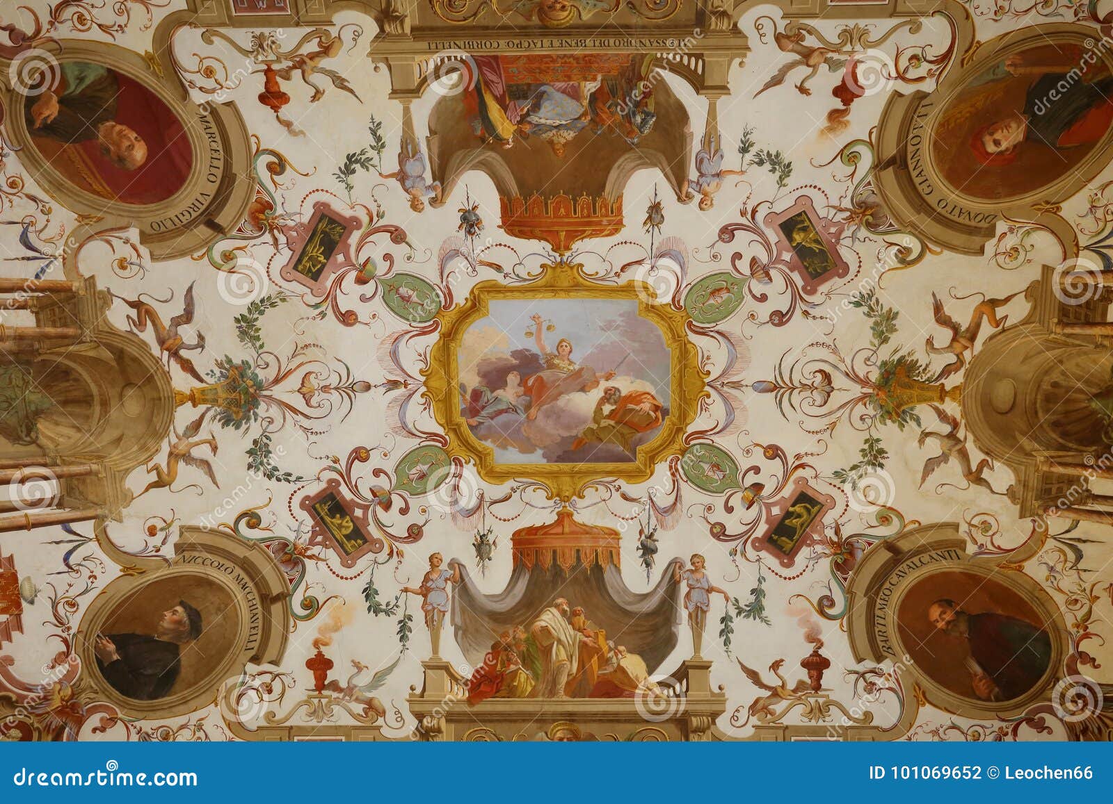 Fresco On The Ceiling In The Room Called La Camera Degli Sposi At The ...